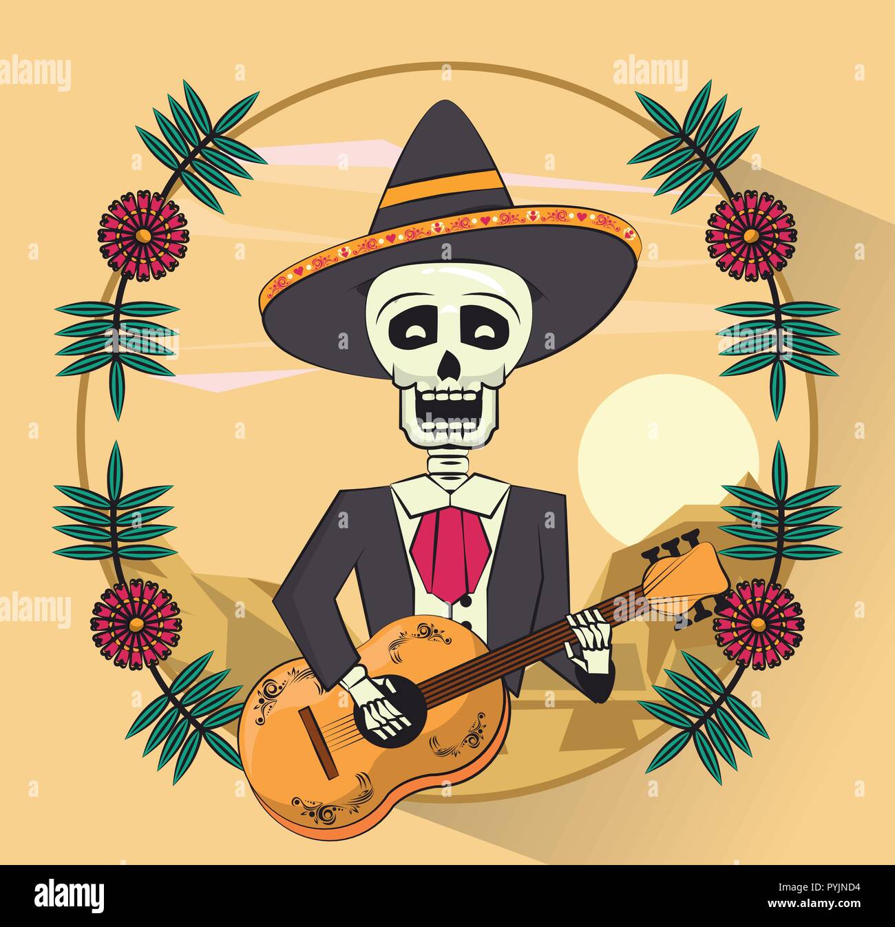 Day of the Dead card cartoons vector illustration graphic design Stock ...