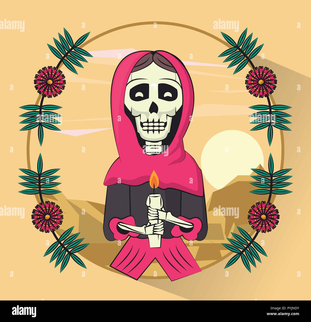 Day of the Dead card cartoons vector illustration graphic design Stock ...