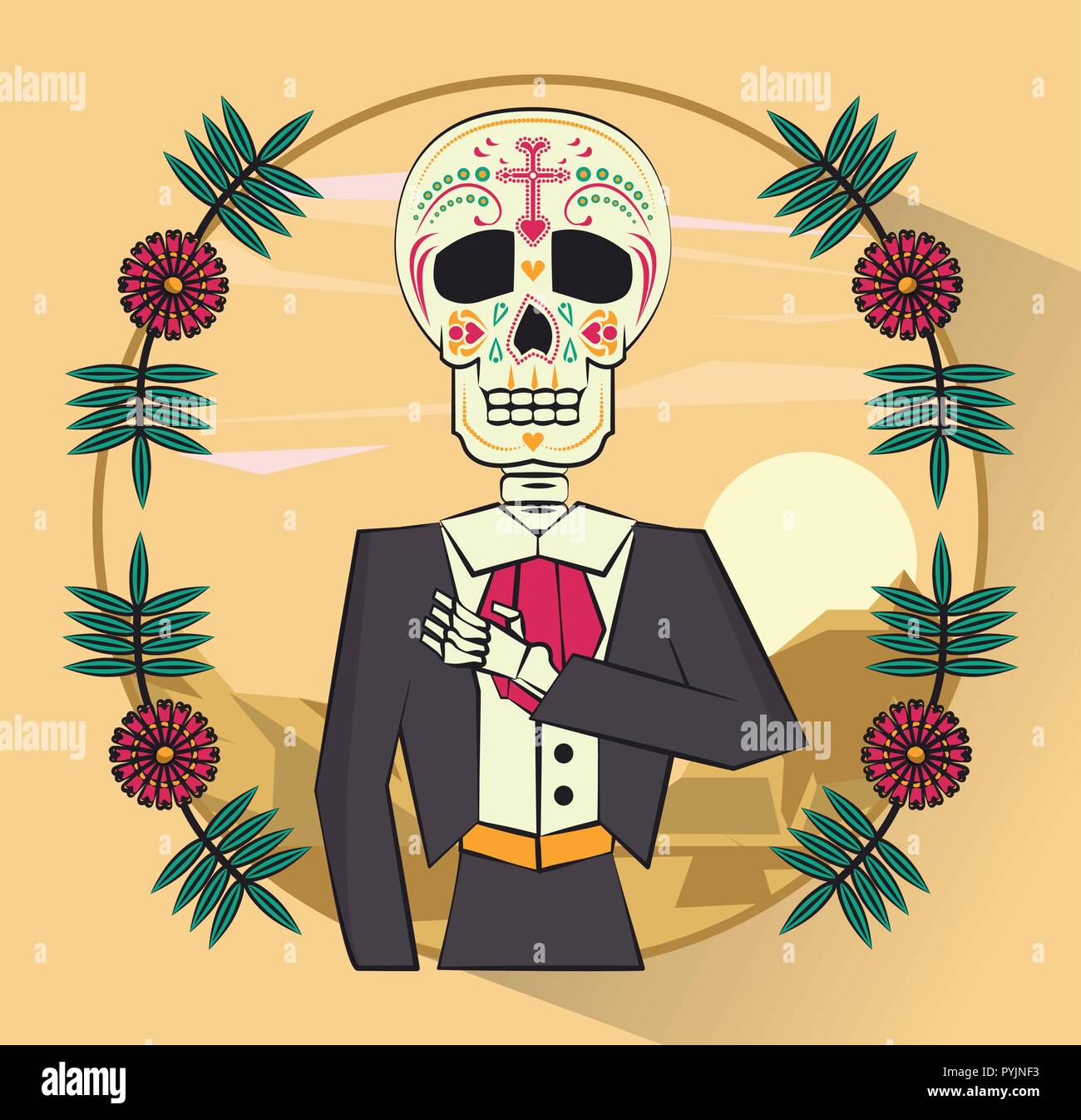 Day of the Dead card cartoons vector illustration graphic design Stock ...