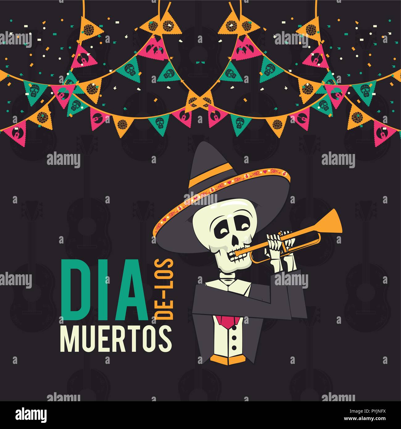 Day of the Dead card cartoons vector illustration graphic design Stock ...