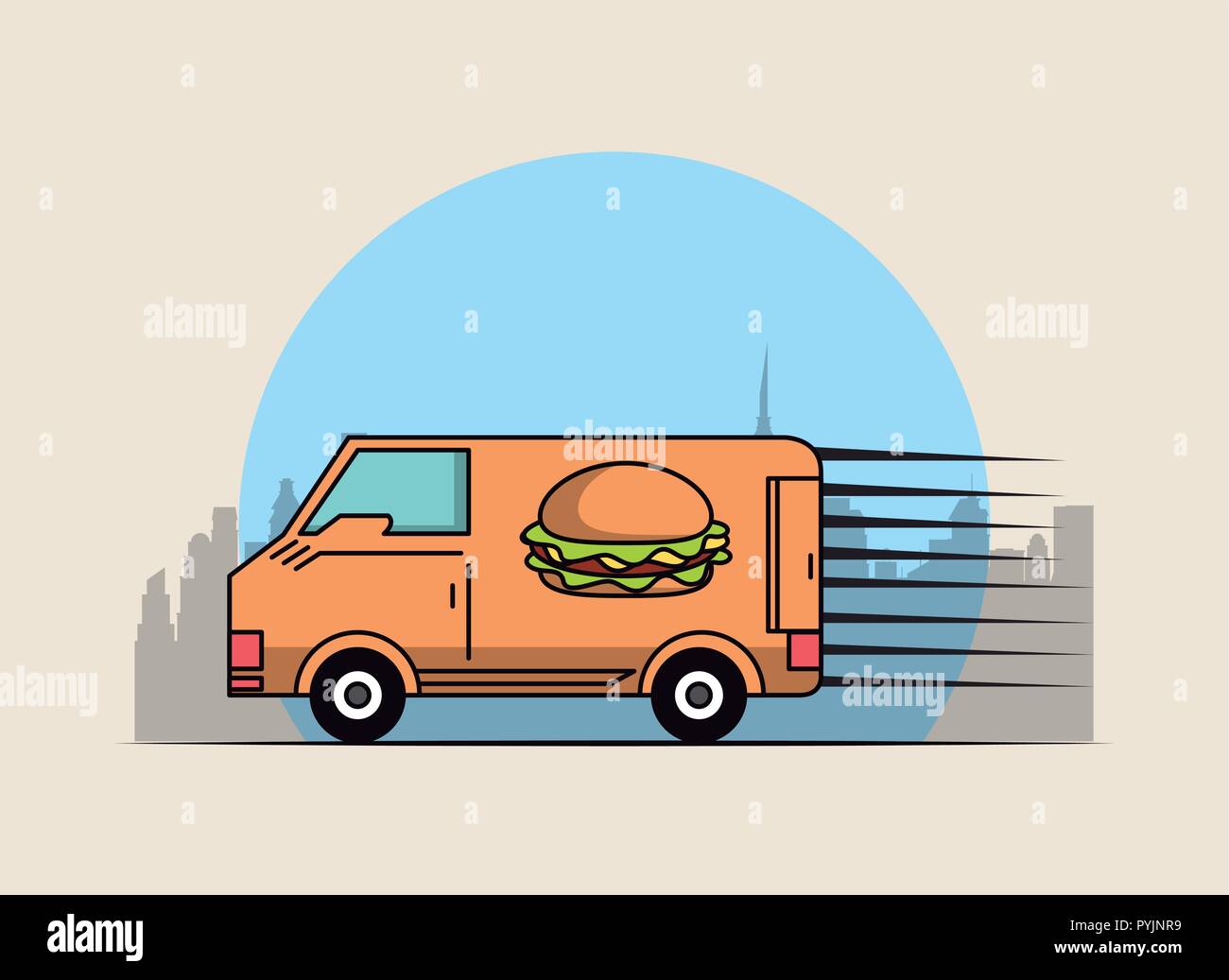 orders and food deliveries in van vector illustration graphic design ...