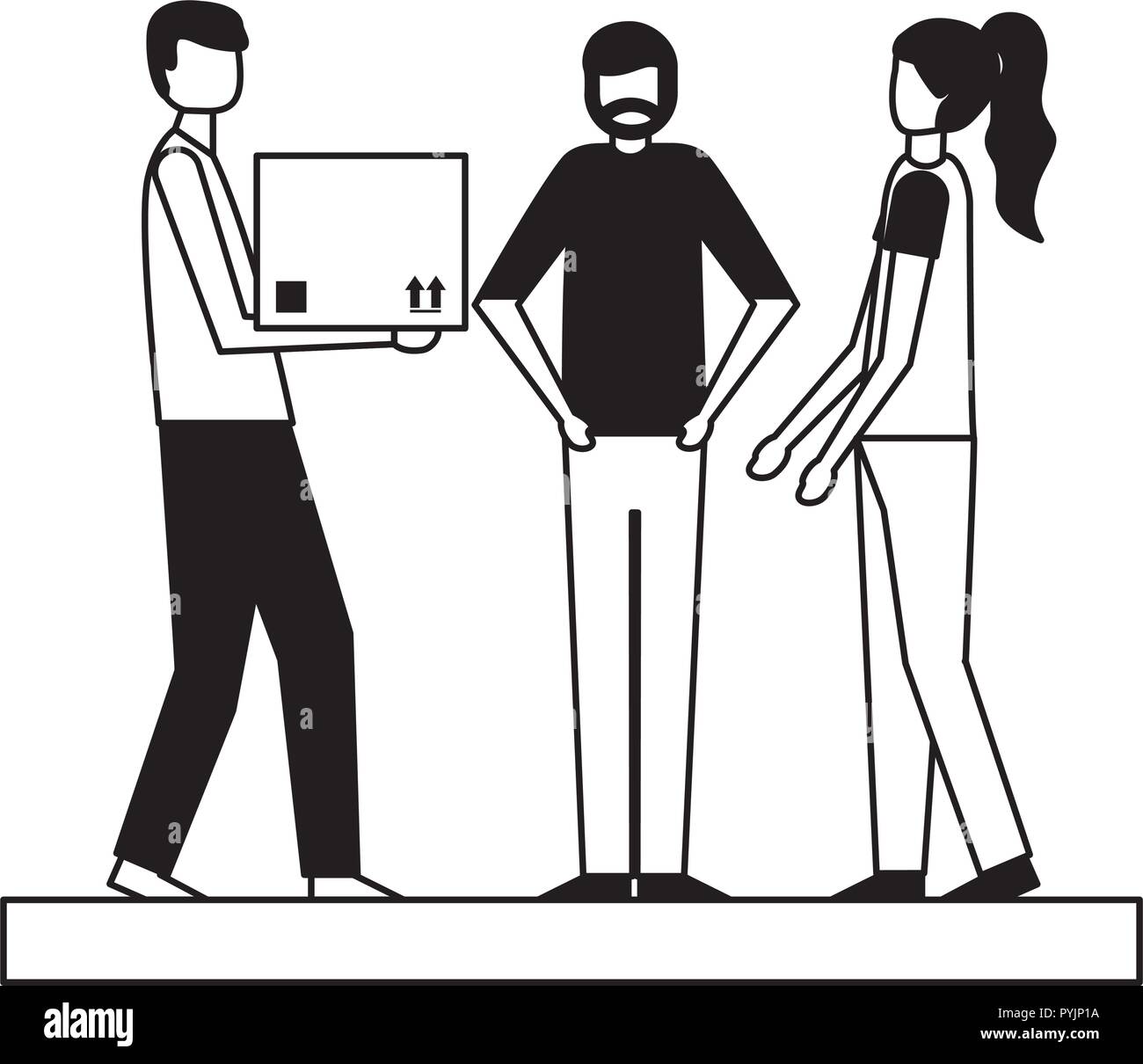 delivery man with package at customers Stock Vector Image & Art - Alamy