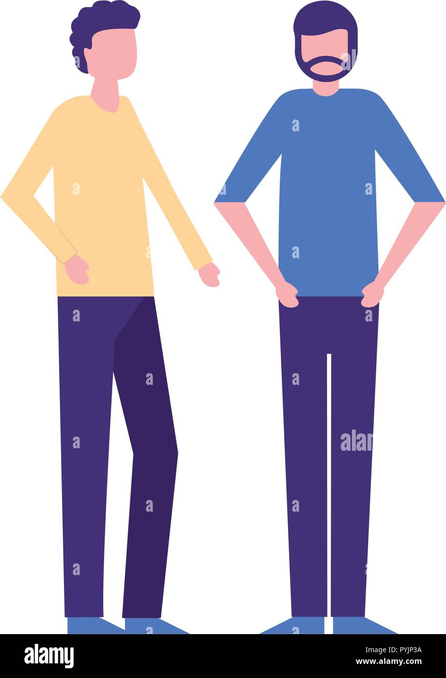 two men characters standing on white background Stock Vector Image ...