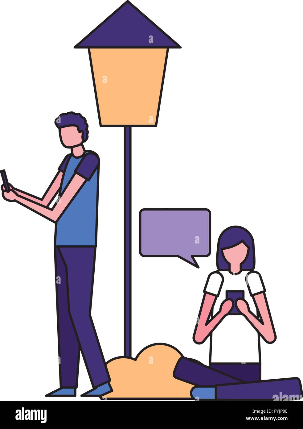 Smiling man chatting online Stock Vector Images - Alamy