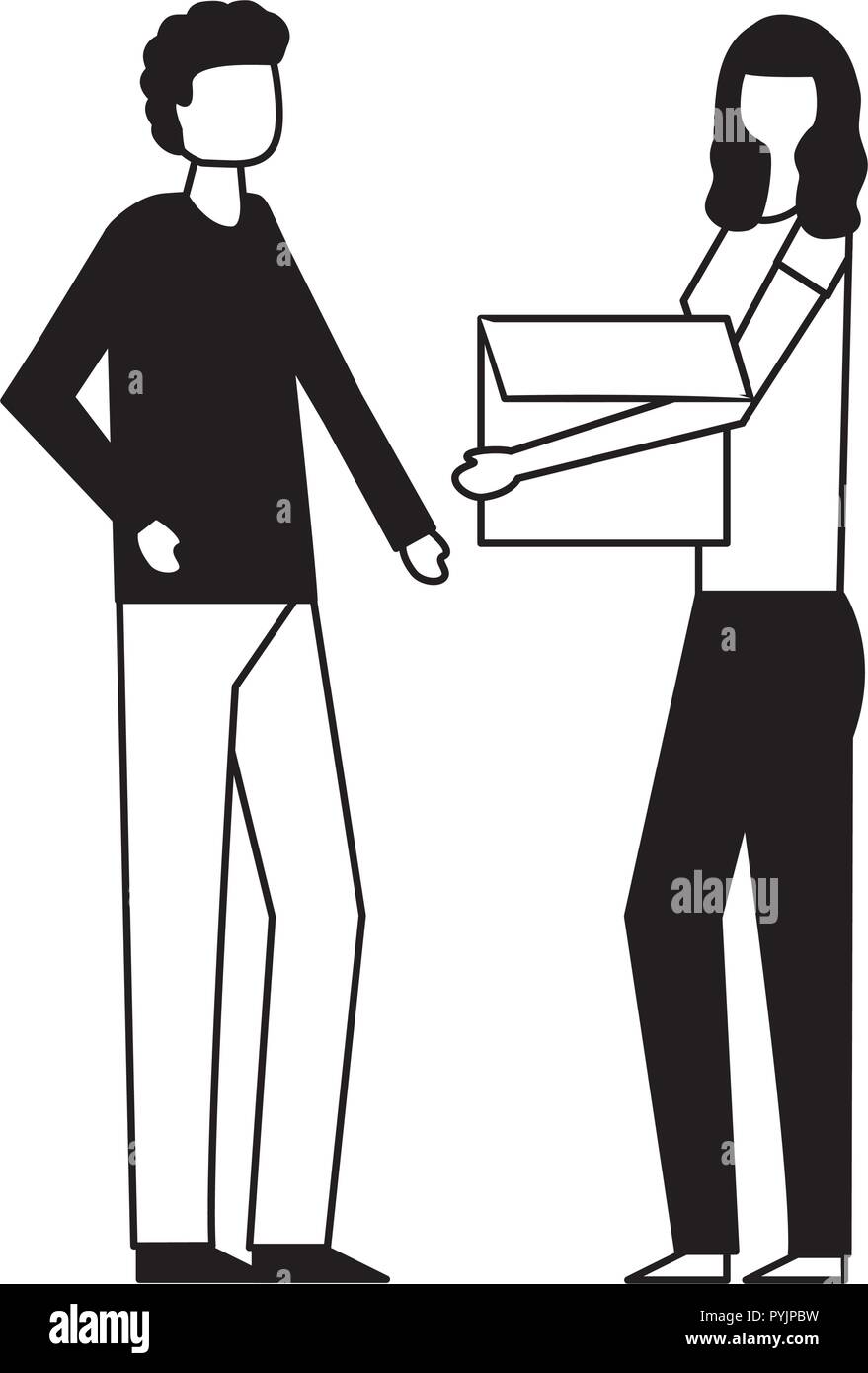 Woman holding cardboard boxes Stock Vector Images - Alamy