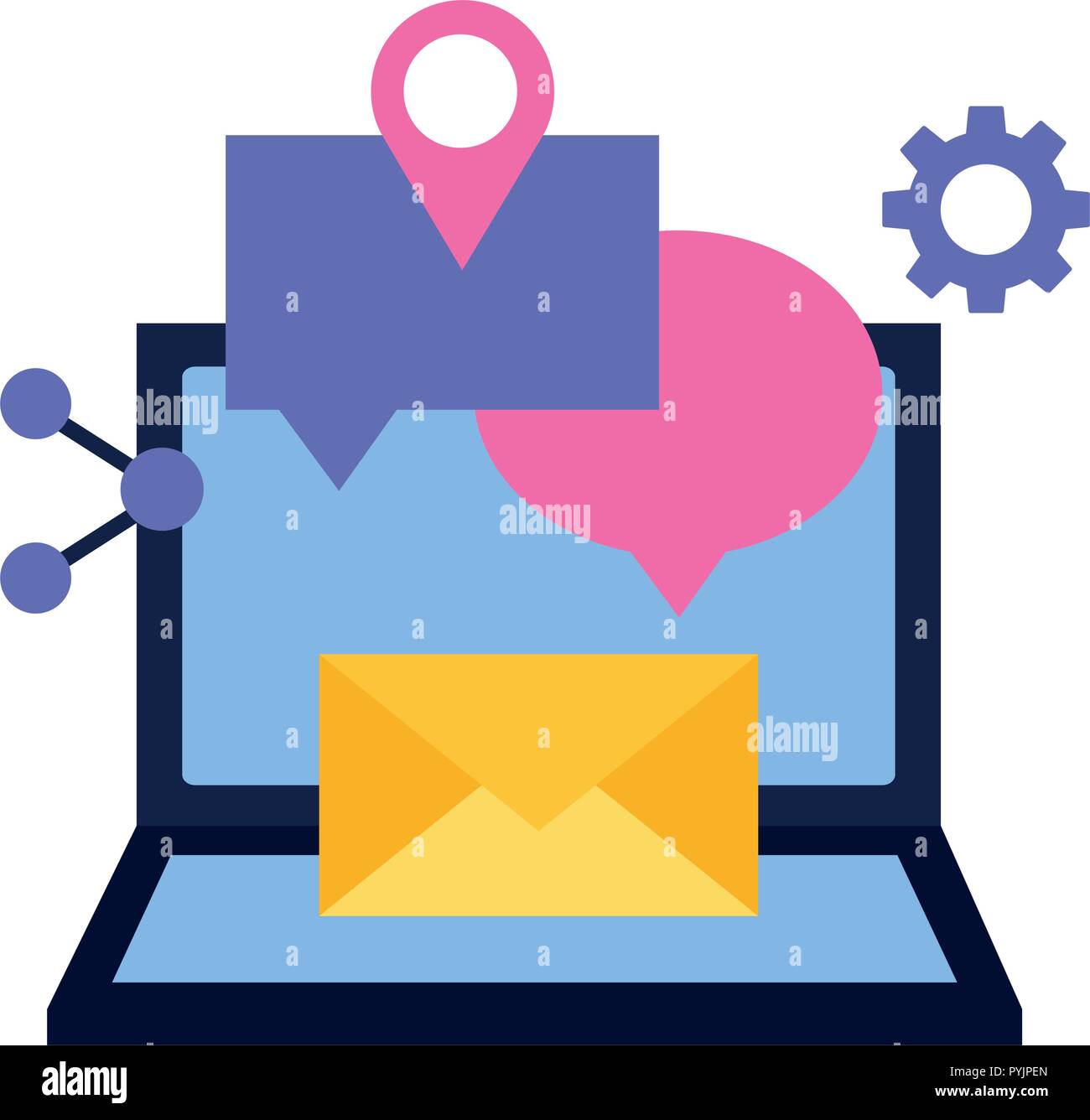 laptop email speech bubble share social media Stock Vector Image & Art ...