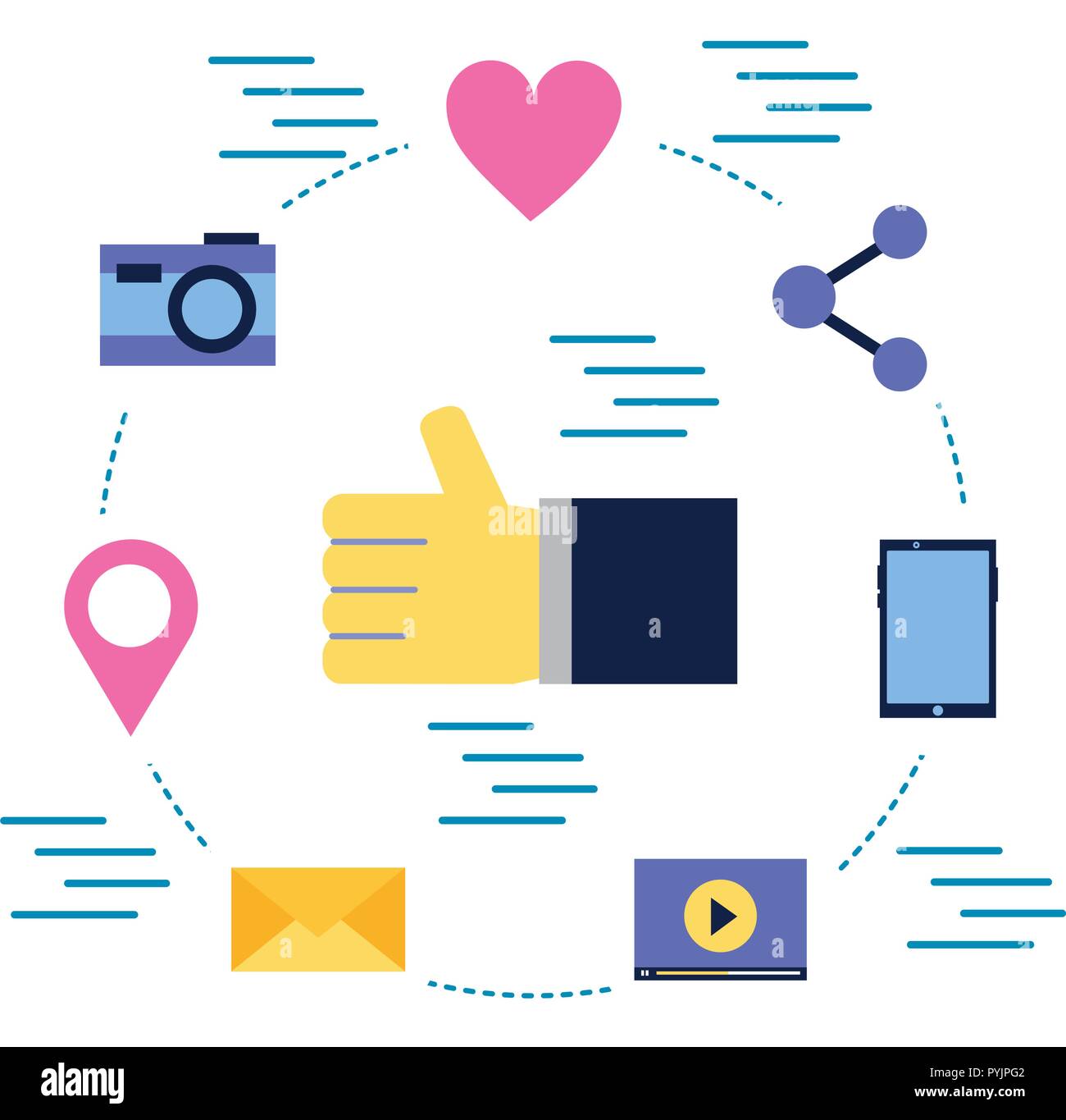 hand like mobile share camera email social media Stock Vector Image ...