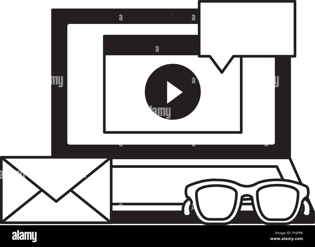 laptop blog email speech bubble internet social media Stock Vector ...