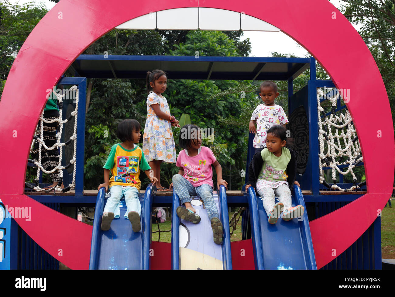 Children seen playing in the Oreo Park. The Oreo Park is equipped with ...