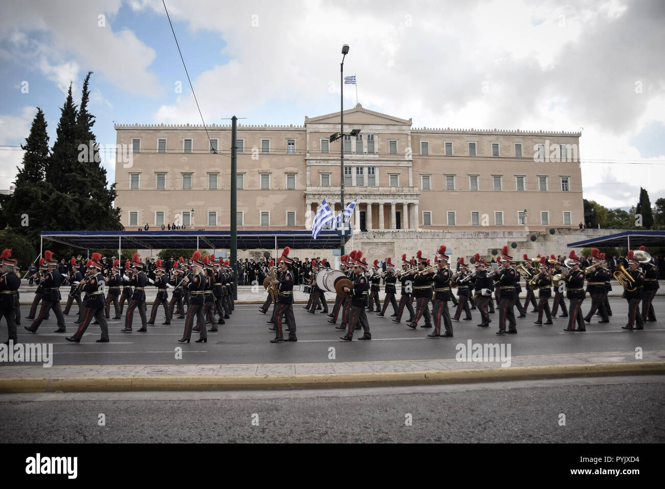 Athens, Greece. 28th Oct, 2018. National band seen passing in front of ...
