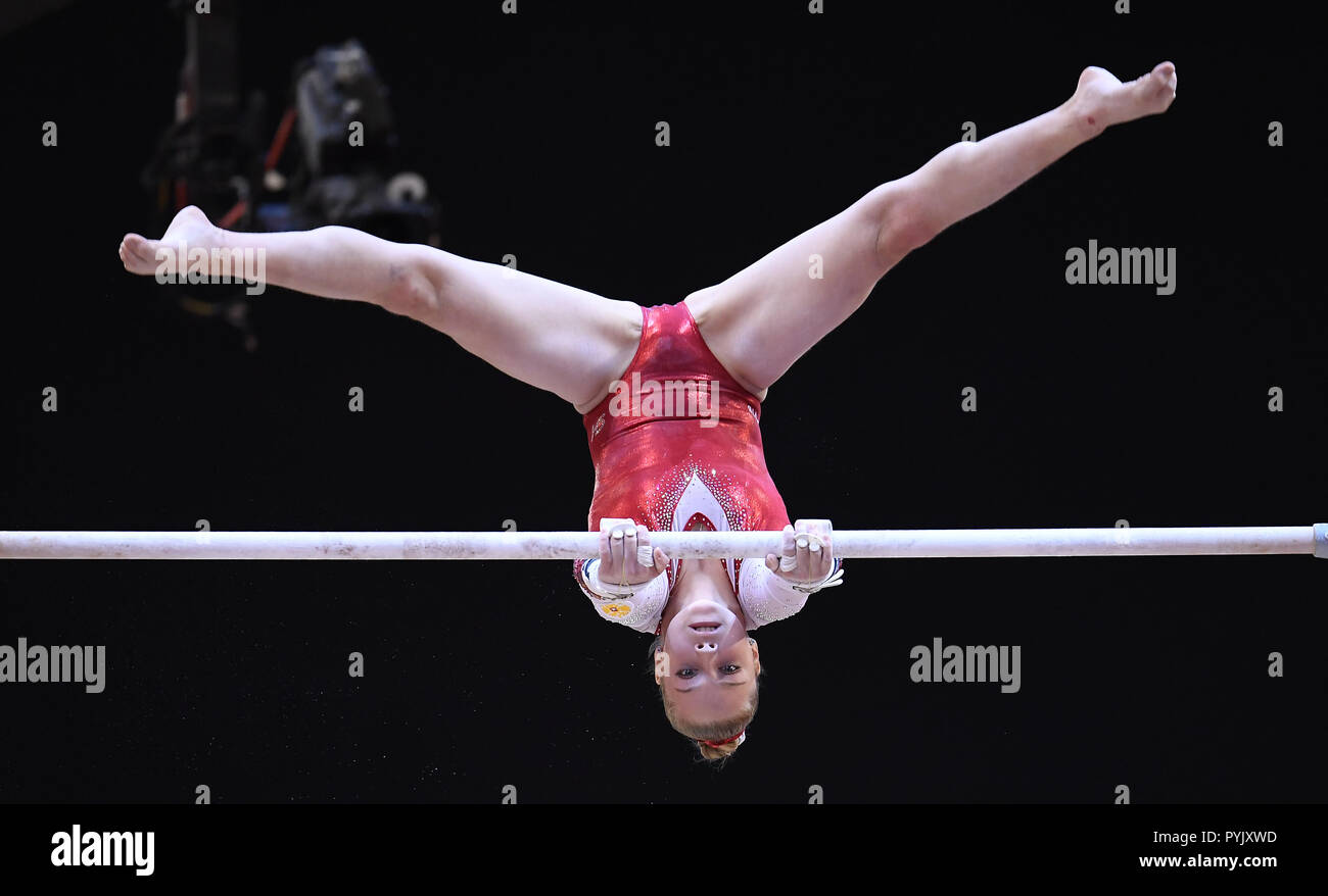 Doha, Qatar. 28th Oct, 2018. Angelina Melnikova (Russia) at the uneven ...