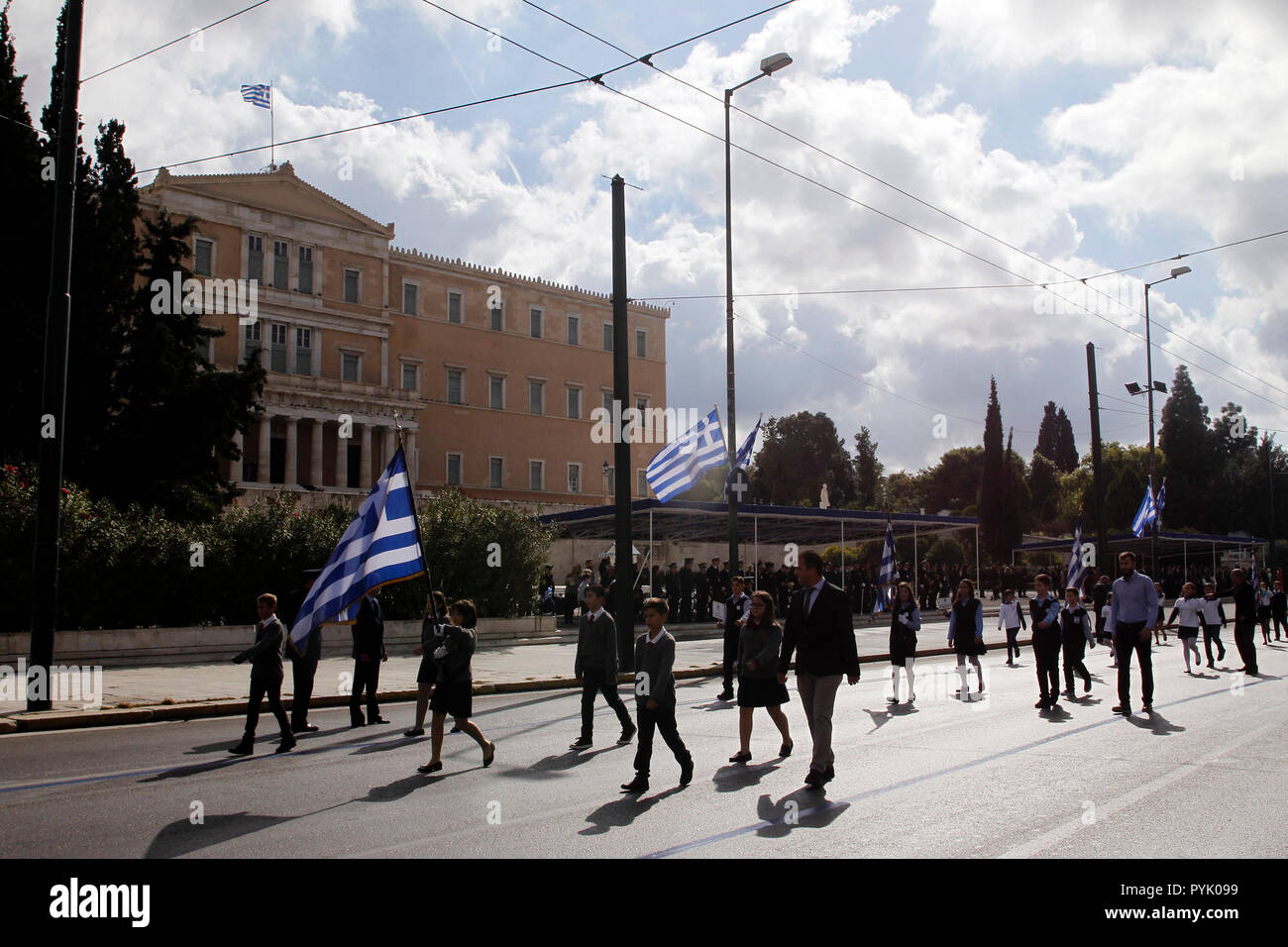 Athens, Greece. 28th October 2018. . Greek students march to celebrate ...