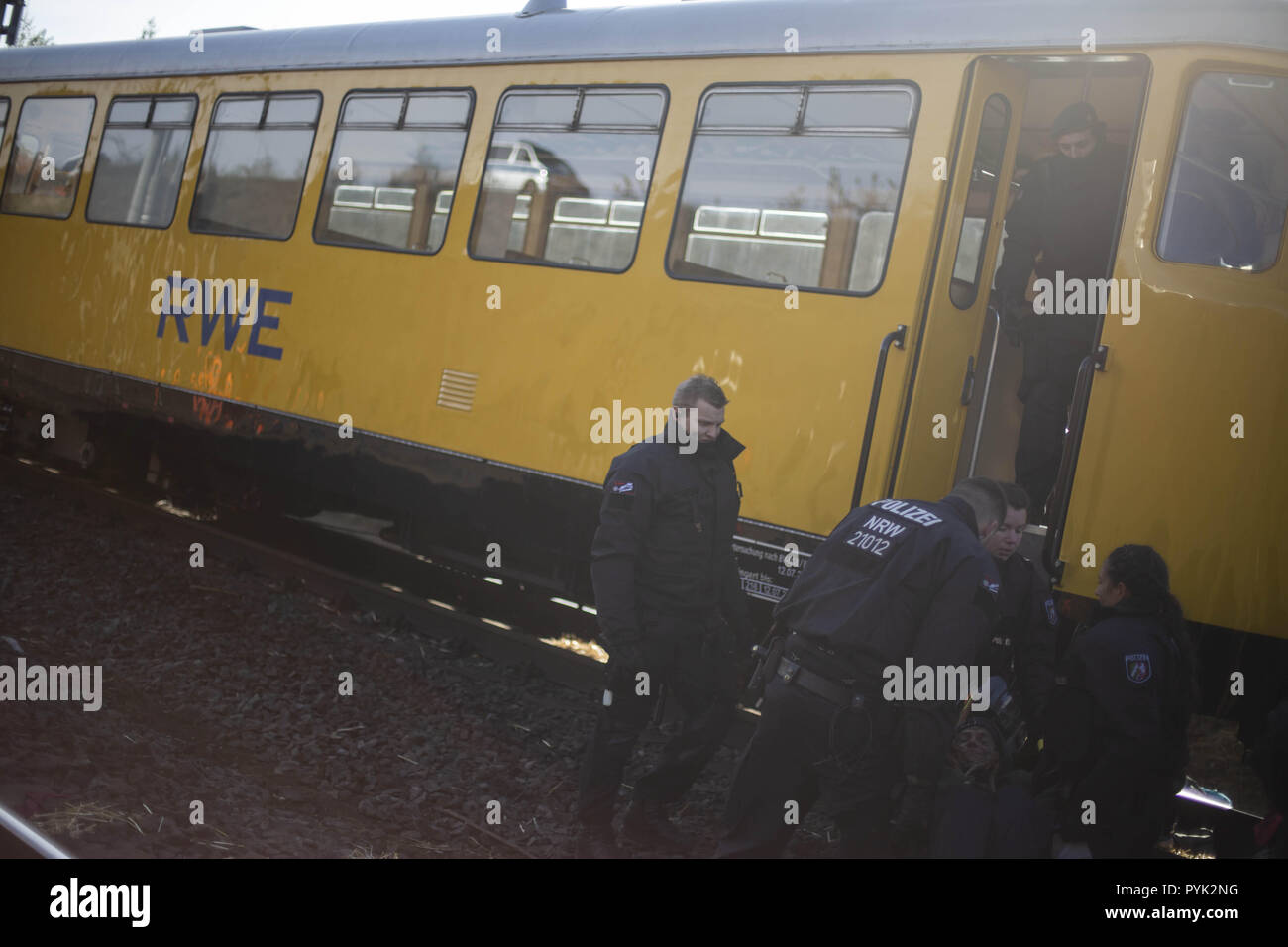 Ellen, Germany. 28 October 2018. Blockade of the Hambachbahn by ...