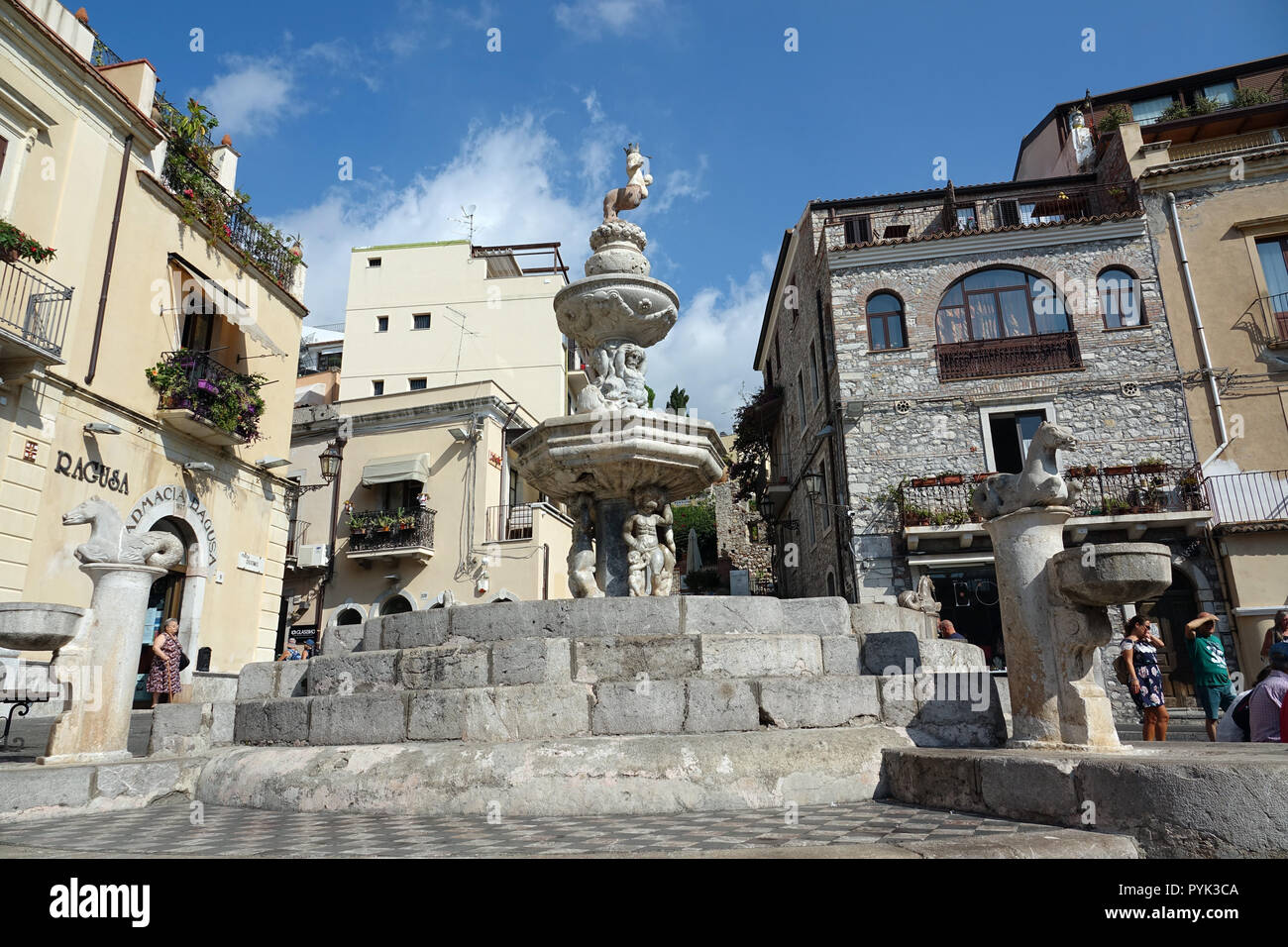 Taormina, Italy. 03rd Sep, 2018. The cathedral square of Taormina with ...
