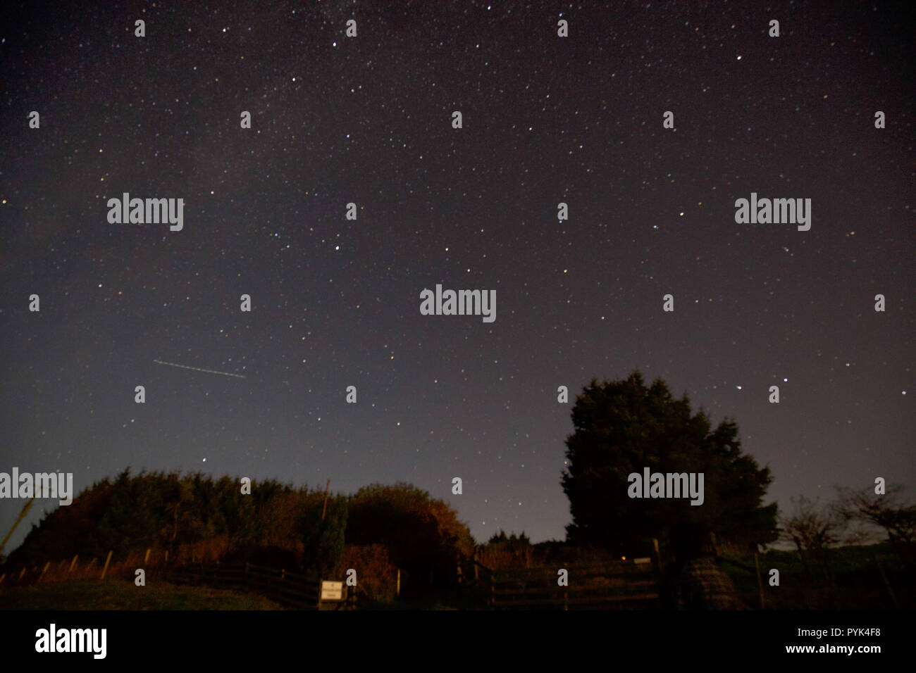 Knighton,UK,28th October 2018,Clear night sky over Knighton in Wales ...