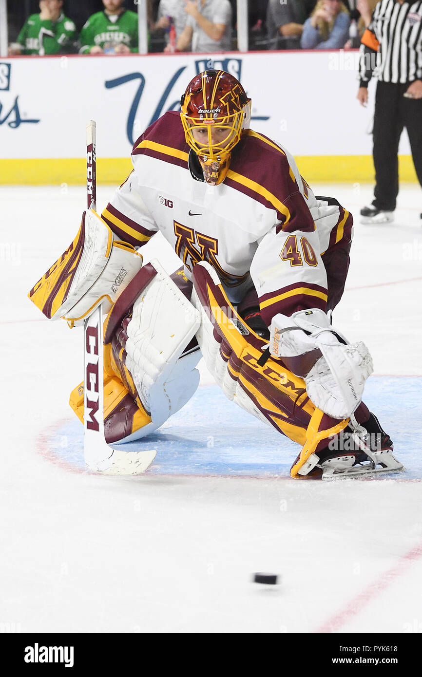 October 27, 2018 Minnesota Golden Gophers goaltender Mat Robson (40 ...