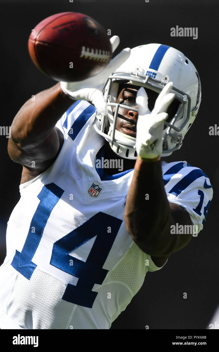 Oakland, CA. 28th Oct, 2018. Indianapolis Colts wide receiver Zach ...