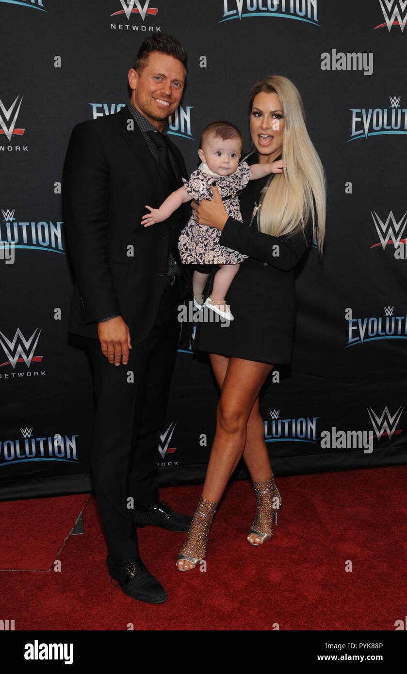 Uniondale, NY, USA. 28th Oct, 2018. The Miz, Maryse and Monroe Sky at ...