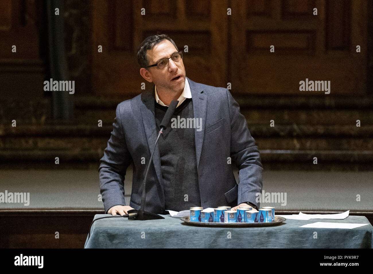 New York, NY, USA. 28th Oct, 2018. Rabbi DAVID INGBER speaking at the ...