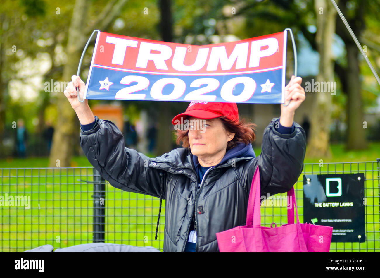 Manhattan, New York, USA. 28th Oct, 2018. A demonstrator seen holding a ...