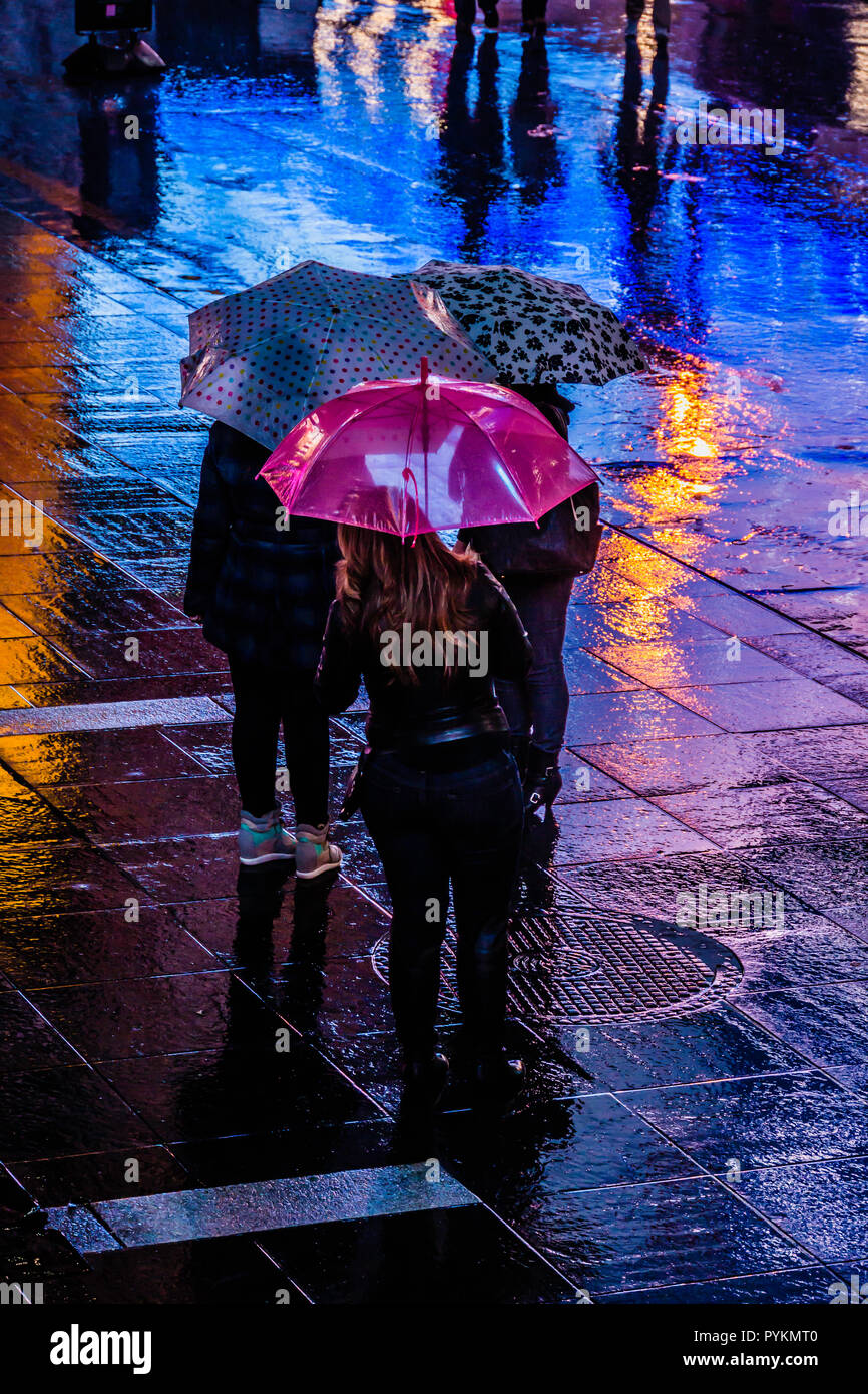 Rain Times Square Theater District Manhattan New York, New York, USA ...