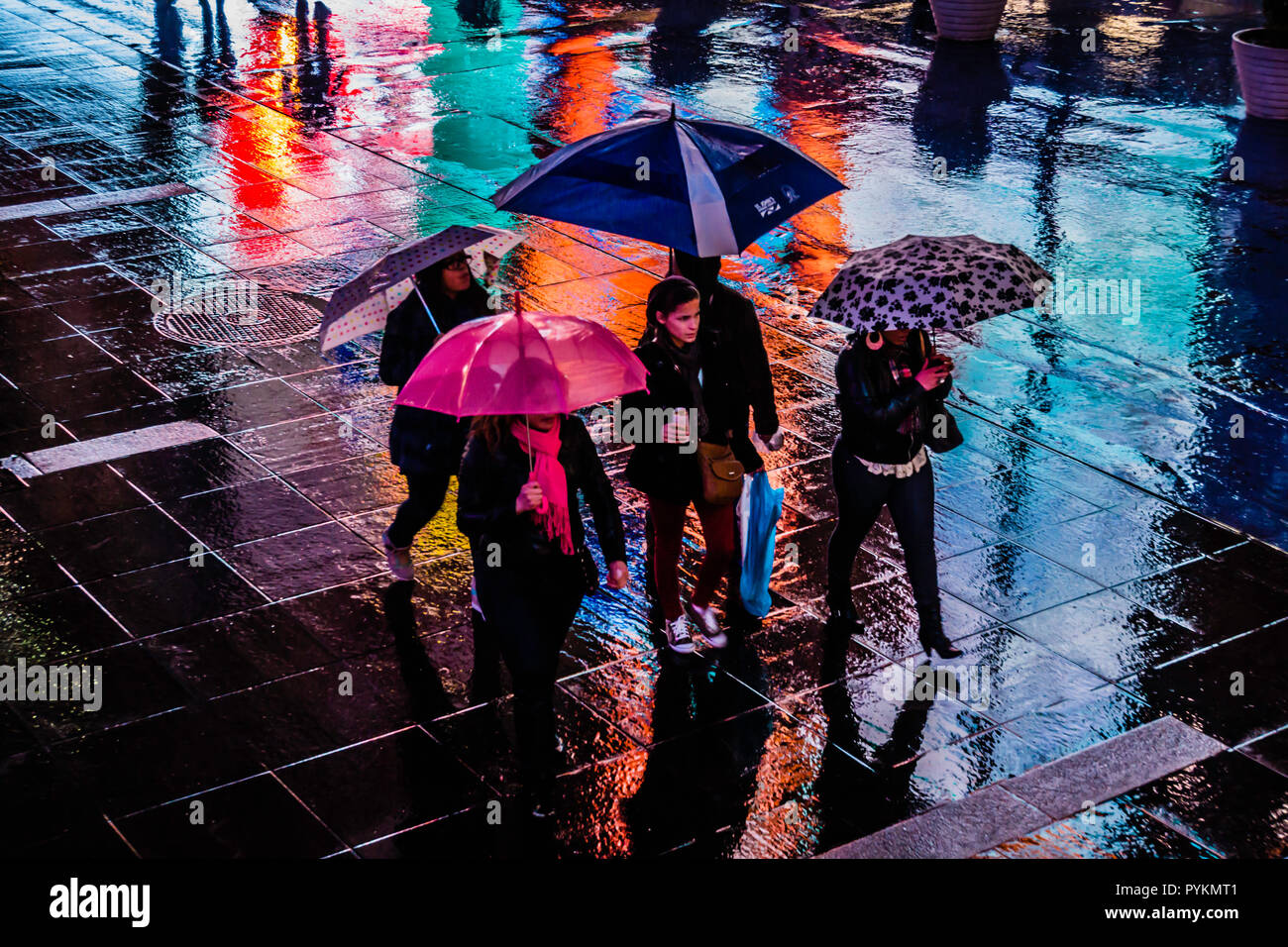 Rain Times Square Theater District Manhattan New York, New York, USA ...