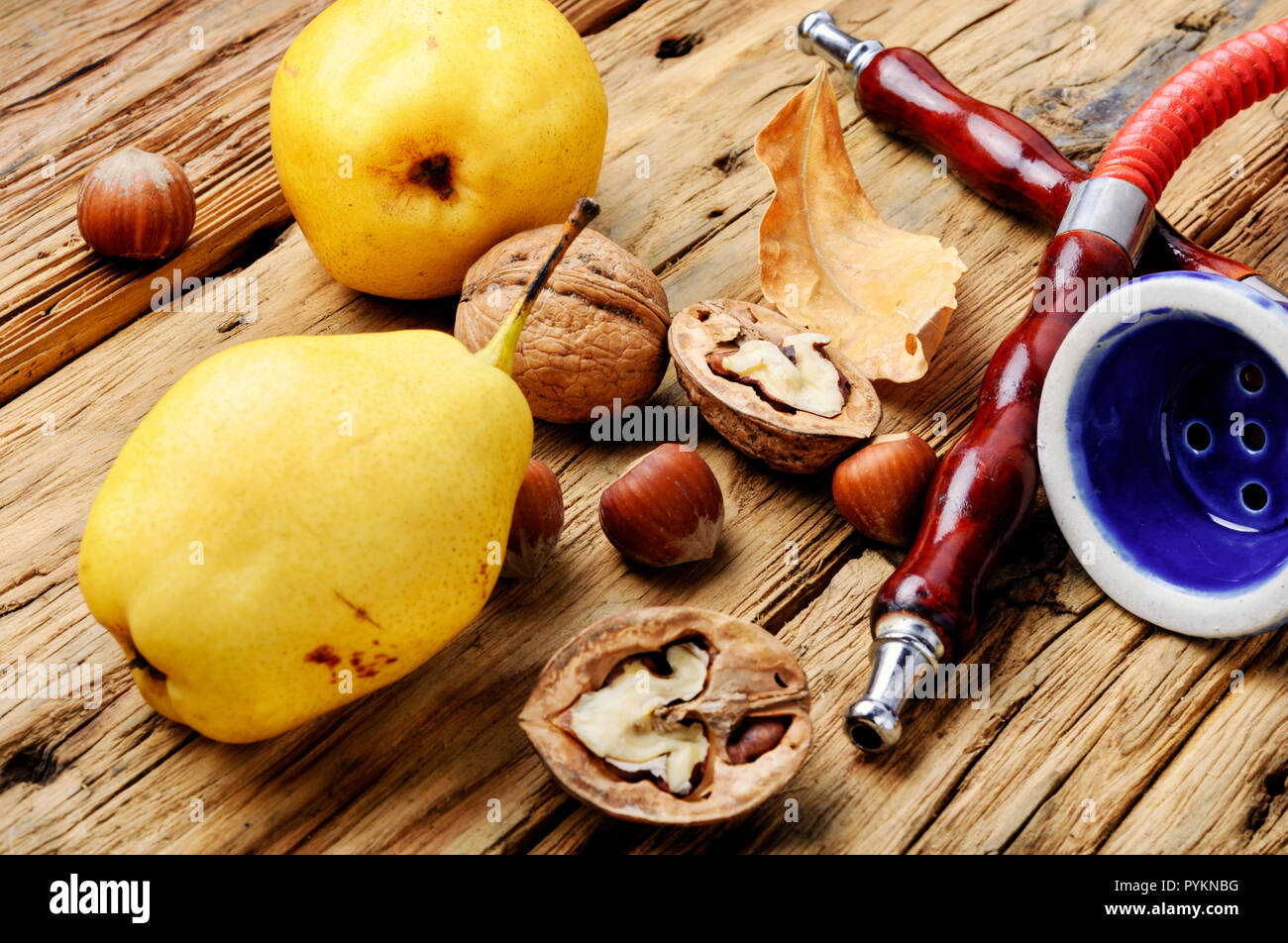 Oriental shisha hookah with aroma pear for relax.Pear shisha.Autumn ...