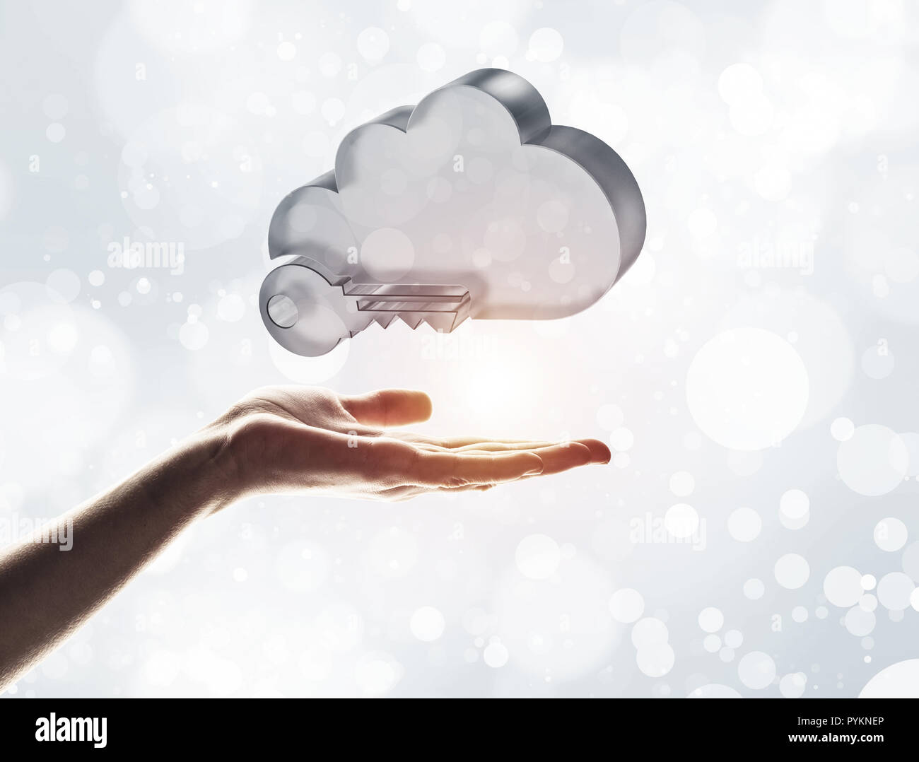 Cloud computing concept with glass symbol shown in hand Stock Photo - Alamy