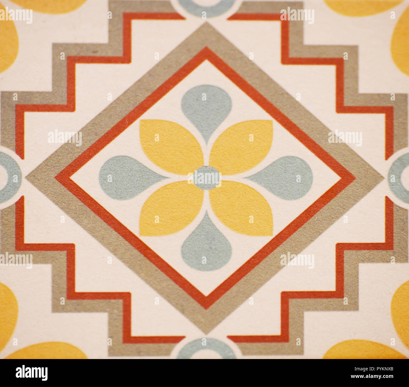 Detail of the traditional tiles from facade of old house. Decorative ...