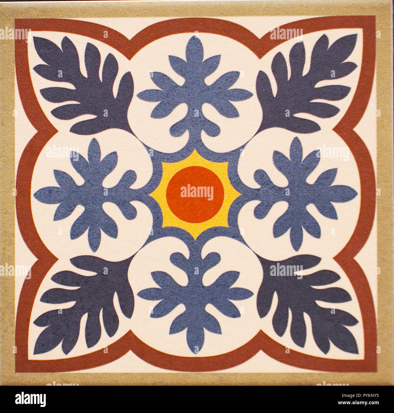 Detail of the traditional tiles from facade of old house. Decorative ...