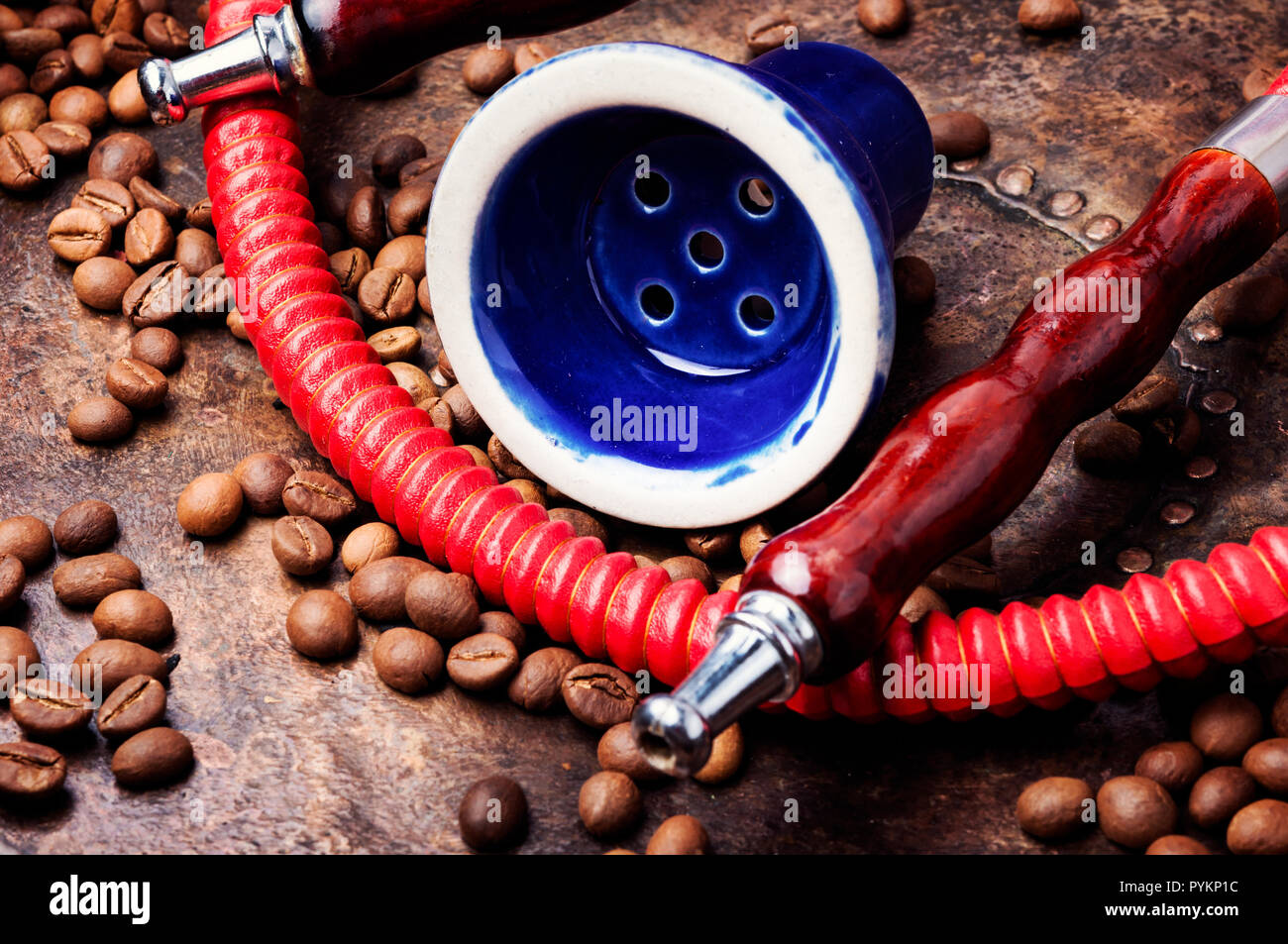Oriental shisha hookah with aroma coffee for relax.Modern hookah with ...