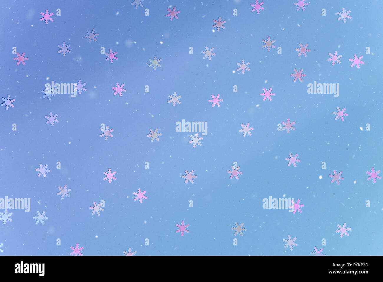 Colorful celebration background with party confetti on pastel blue ...