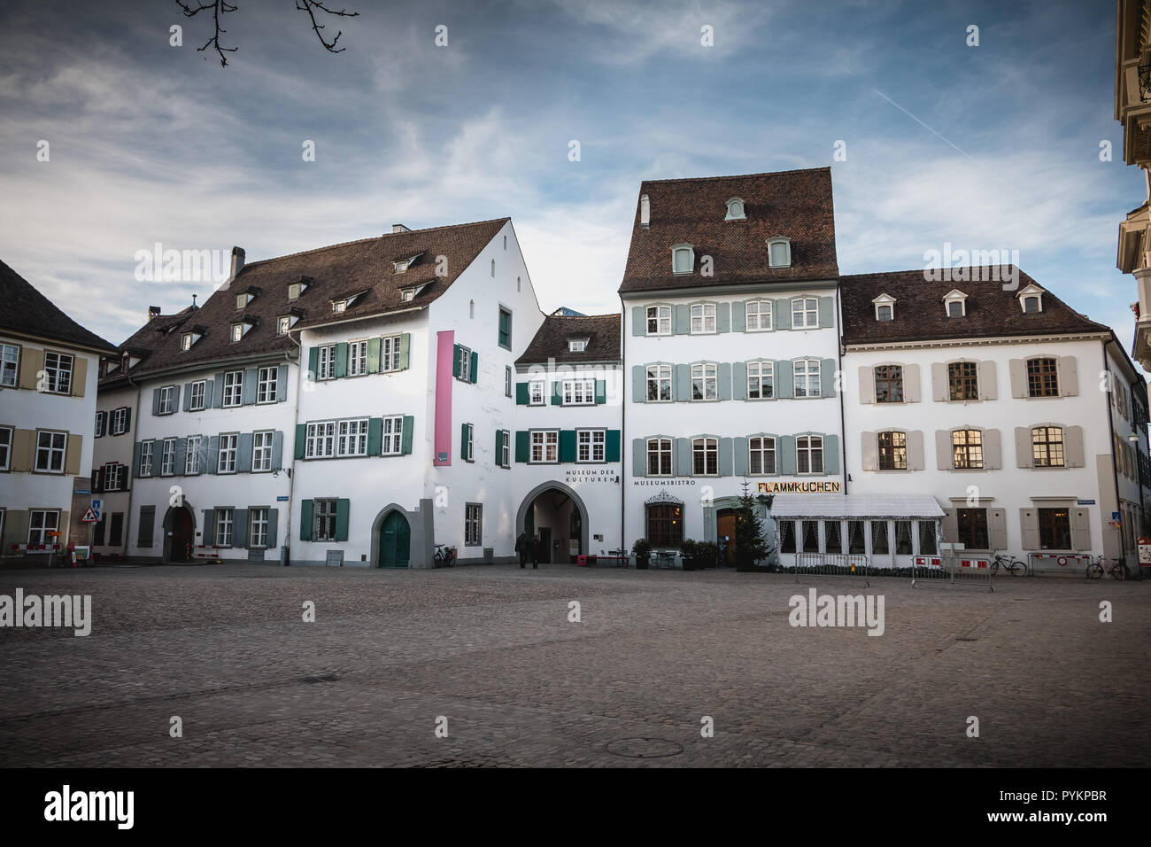 Basel, Switzerland - December 25, 2017 - Warmly dressed people walk on ...