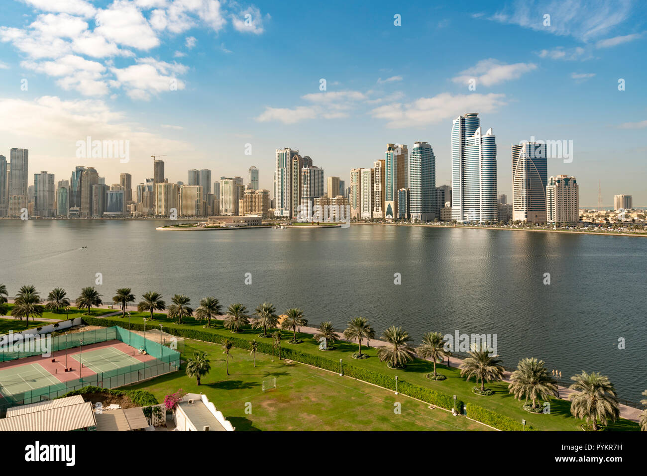 Khalid Lake, also known as Khalid Lagoon, in Sharjah, United Arab ...