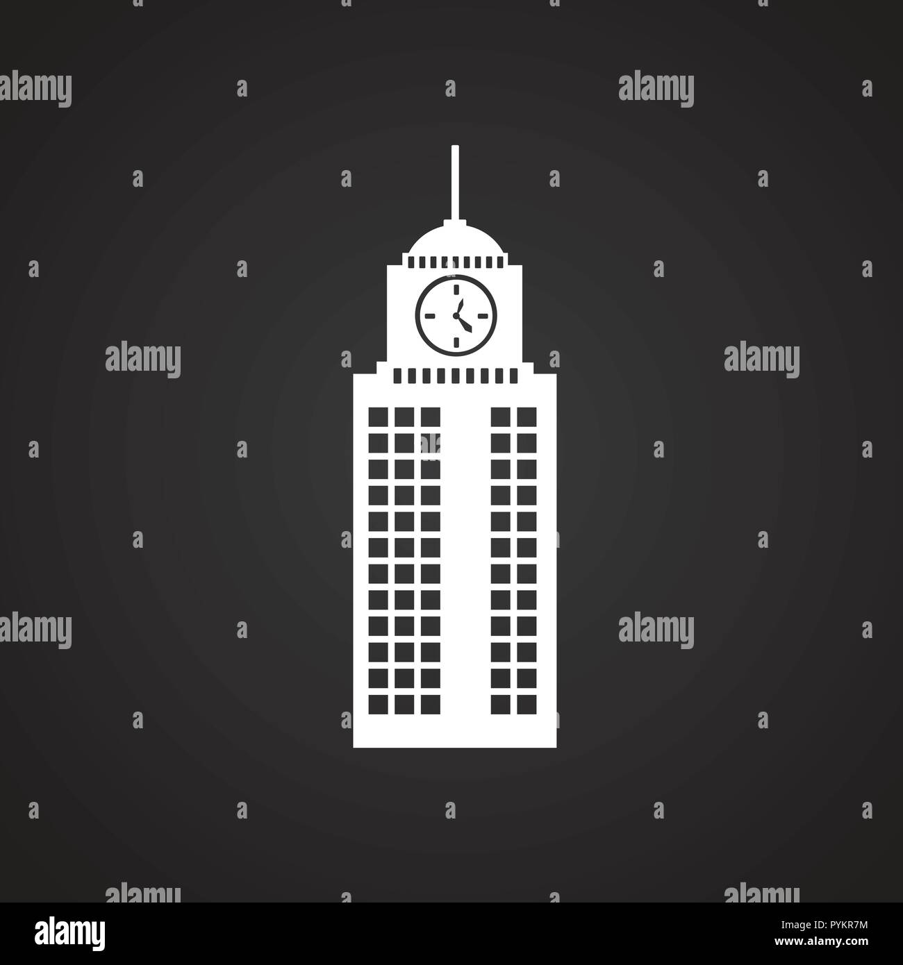 Modern architecture tower with clock on black background Stock Vector ...