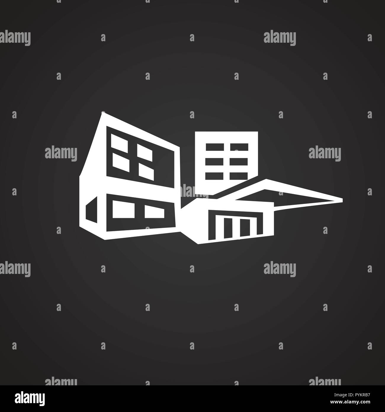 Modern architecture building on black background Stock Vector Image ...