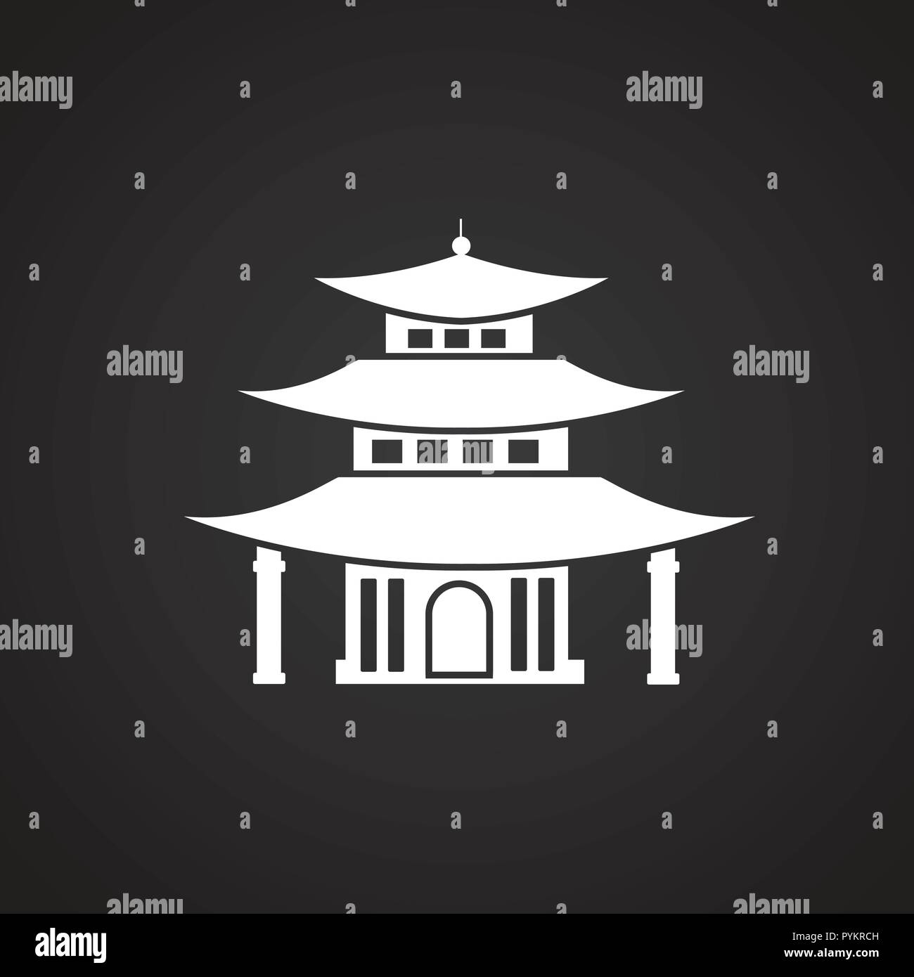 Asian traditional house on black background Stock Vector Image & Art ...