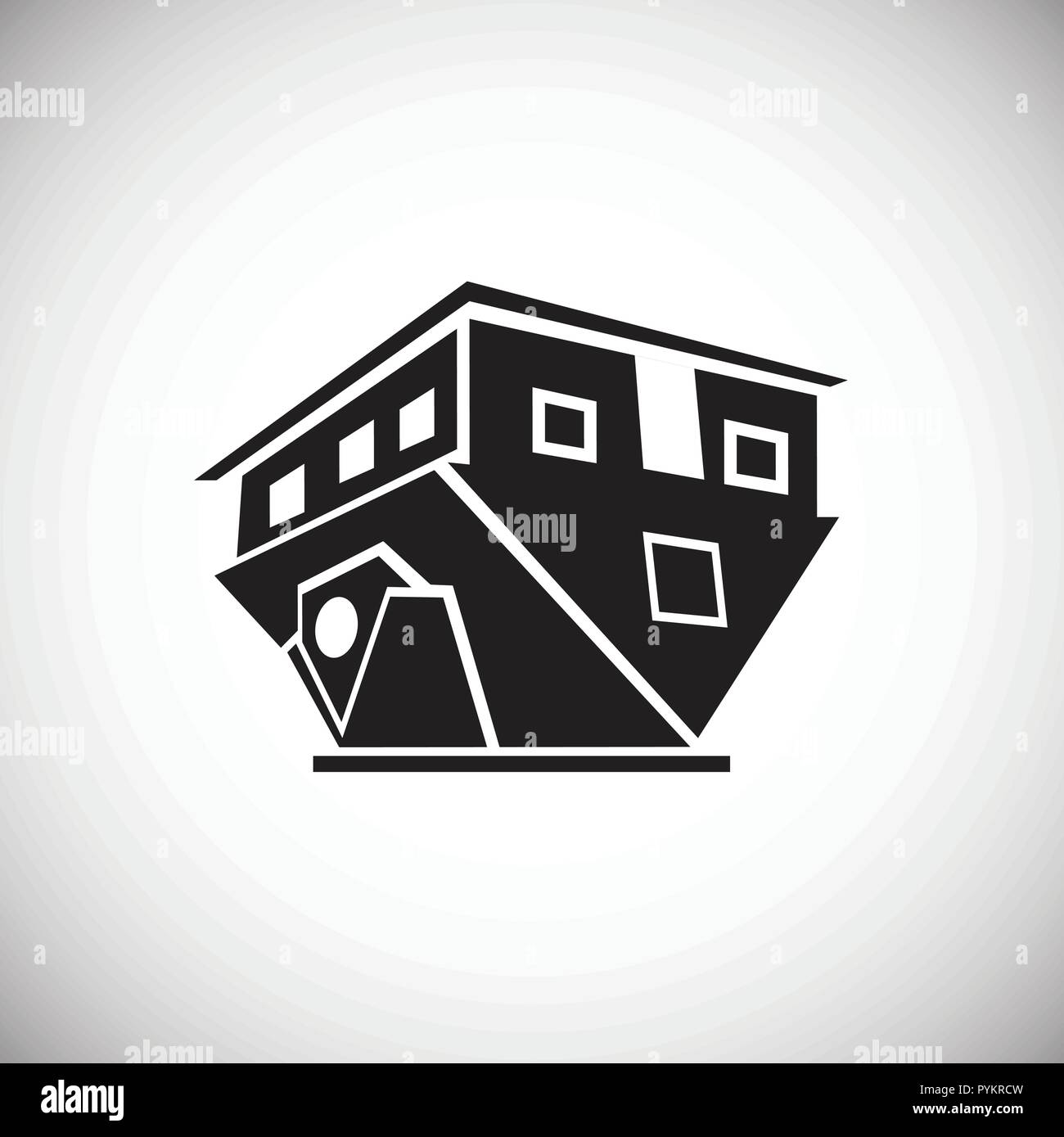 Modern architecture up side down building on white background Stock ...