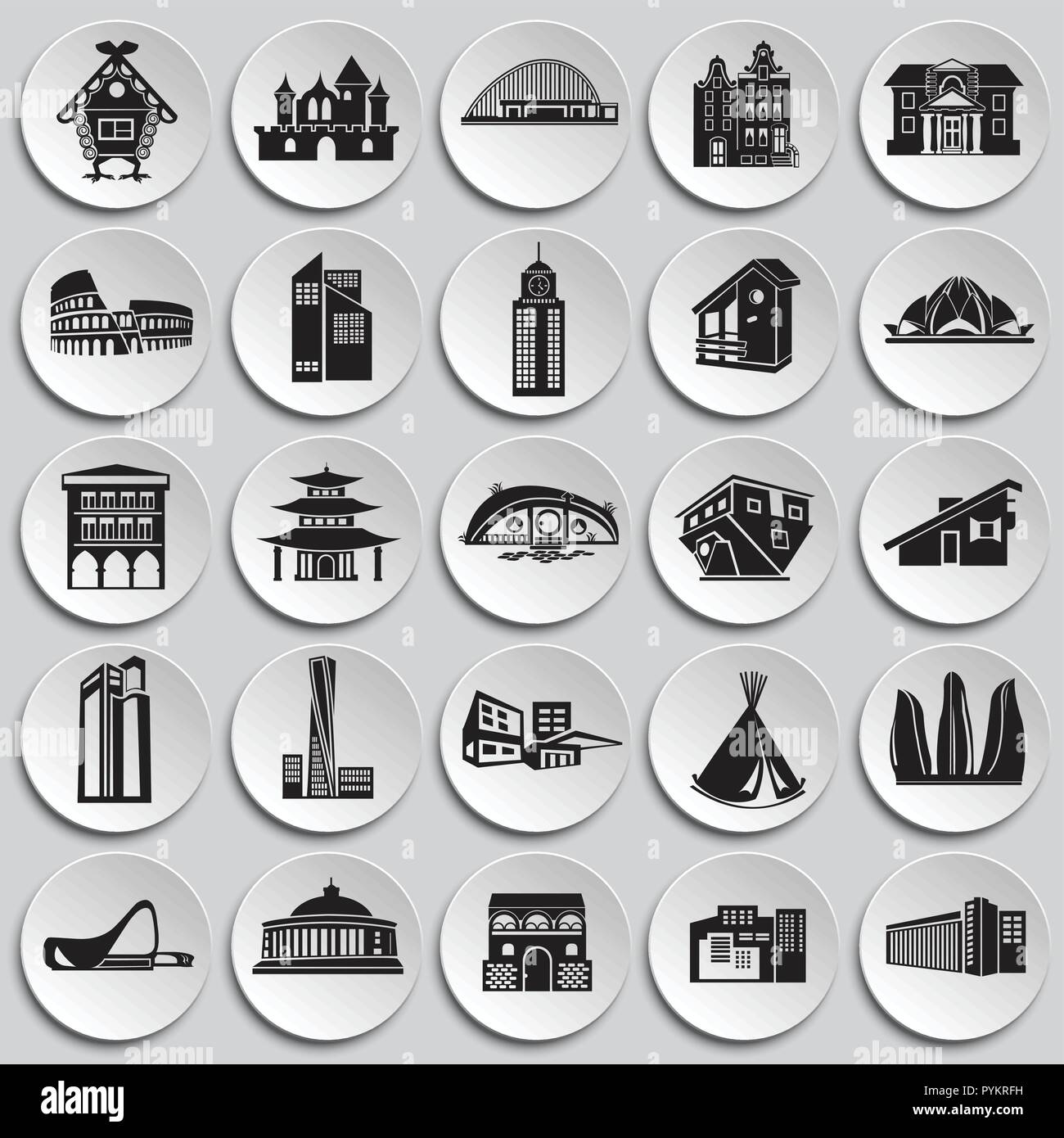 Modern and old buildings set on plates background Stock Vector Image ...