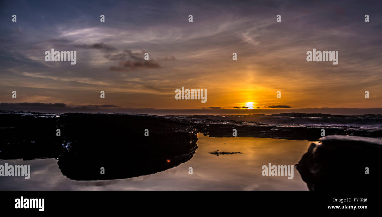 Tide pool in San Diego California at sunset Stock Photo - Alamy