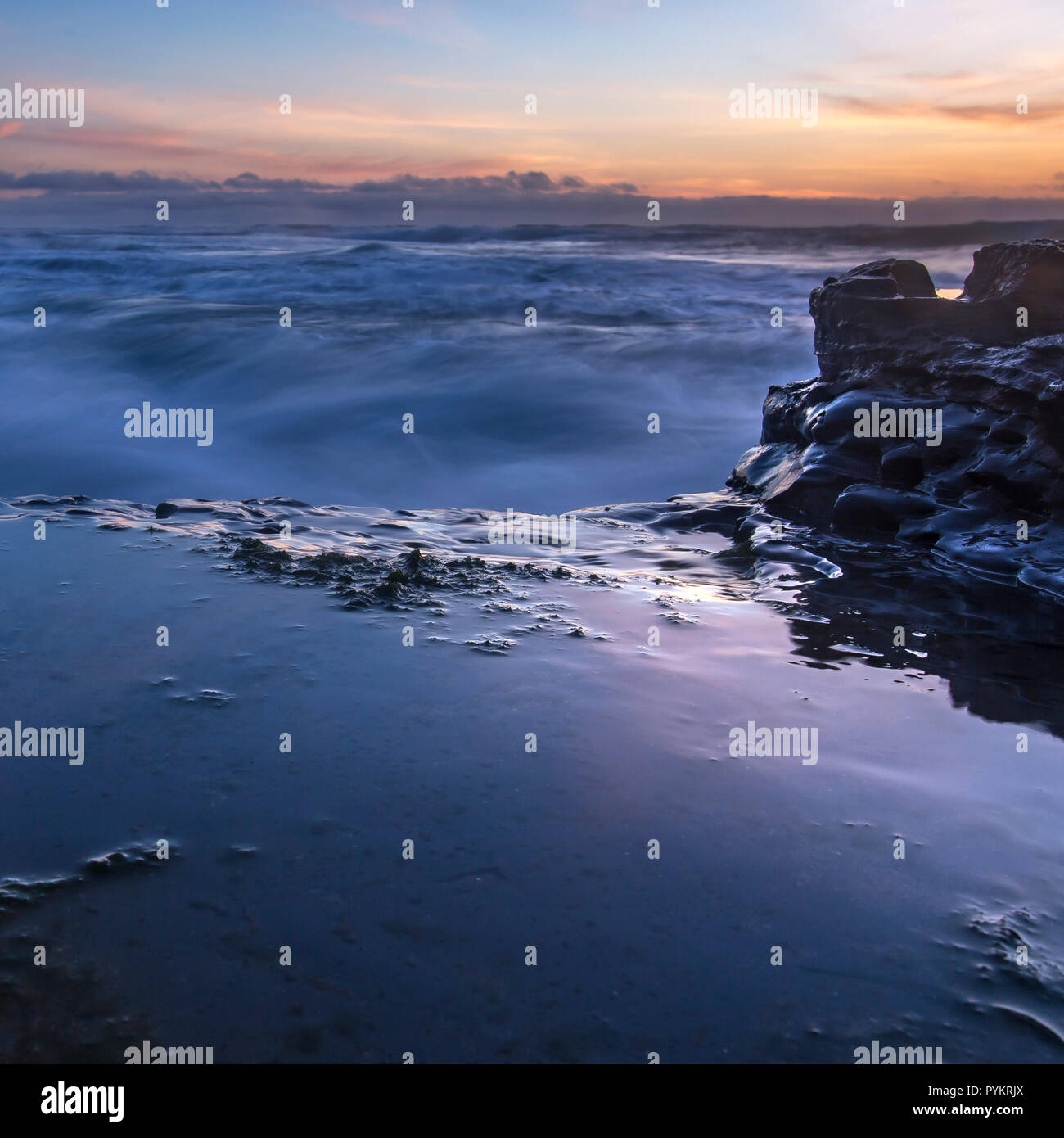 Tide pools in the ocean at sunset in San Diego Stock Photo - Alamy