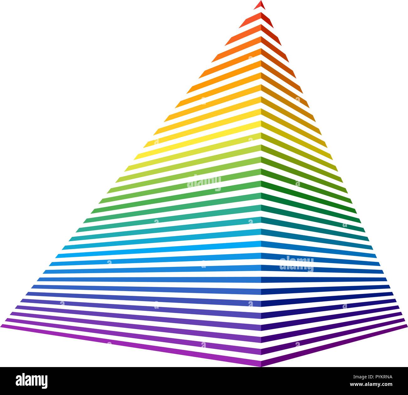 full color spectrum stripes that makes a pyramid in perspective view ...