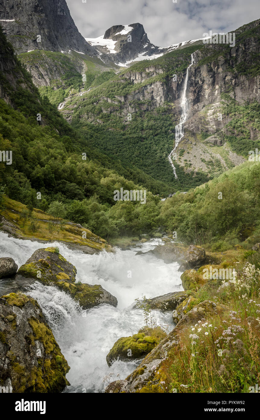 2 very nice waterfalls in Norway Stock Photo - Alamy