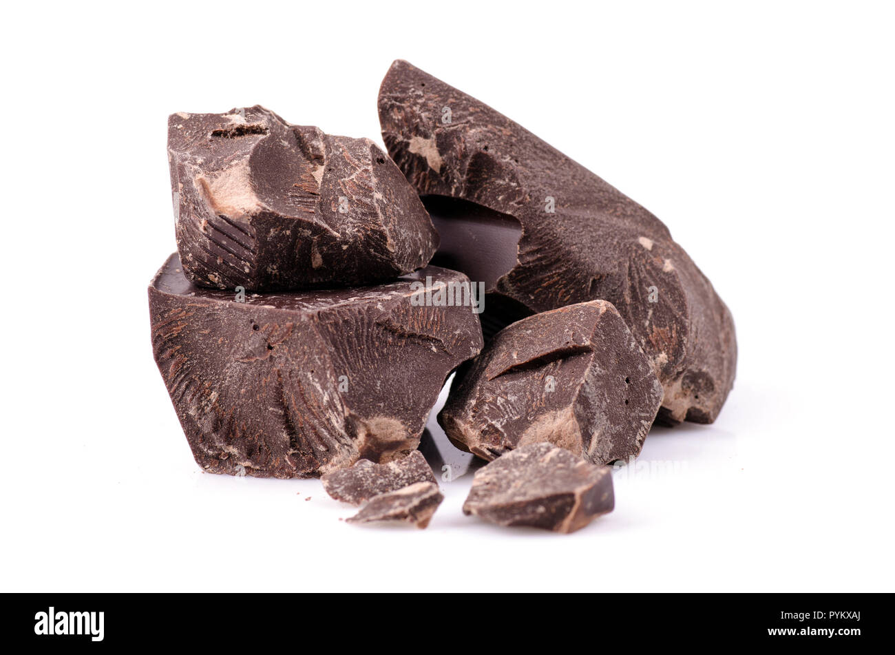 Broken chocolate pieces isolated on white background Stock Photo - Alamy