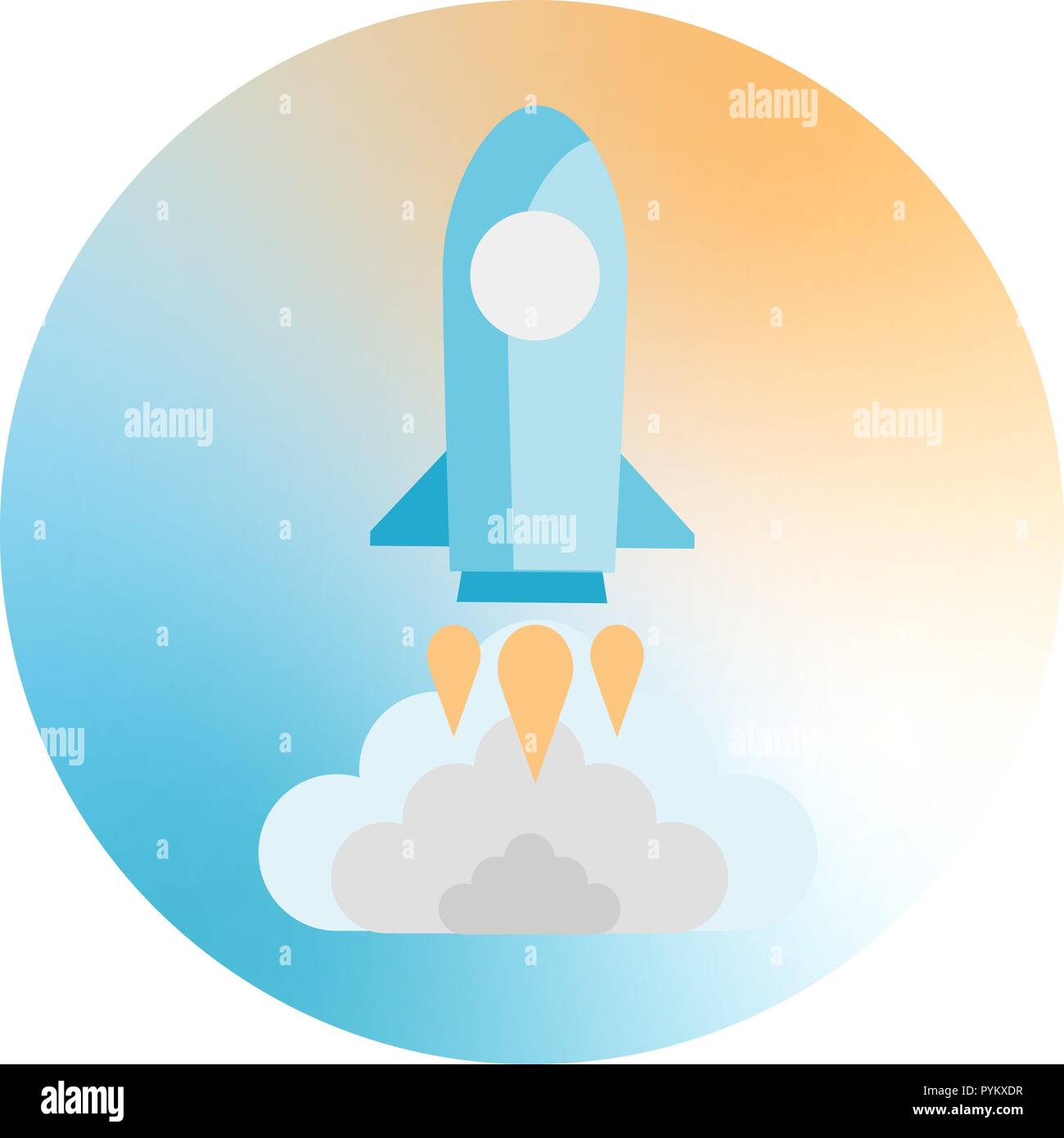 Vector Illustration in Flat Design: Launching Rocket Stock Vector Image ...