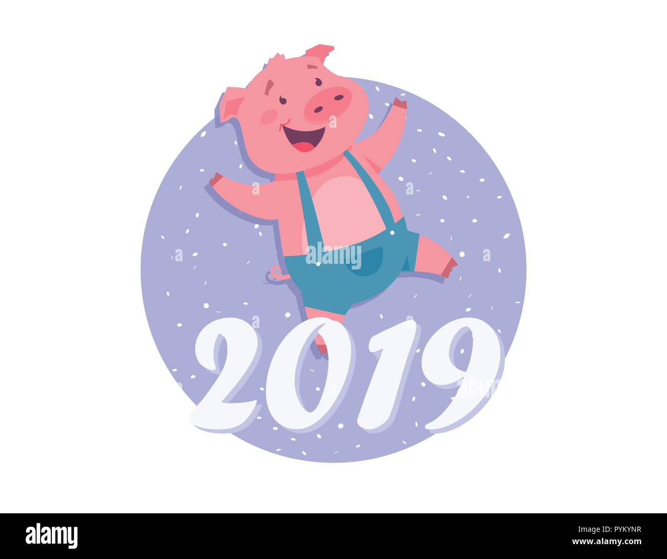 Happy New Year 2019 - modern cartoon character illustration Stock ...