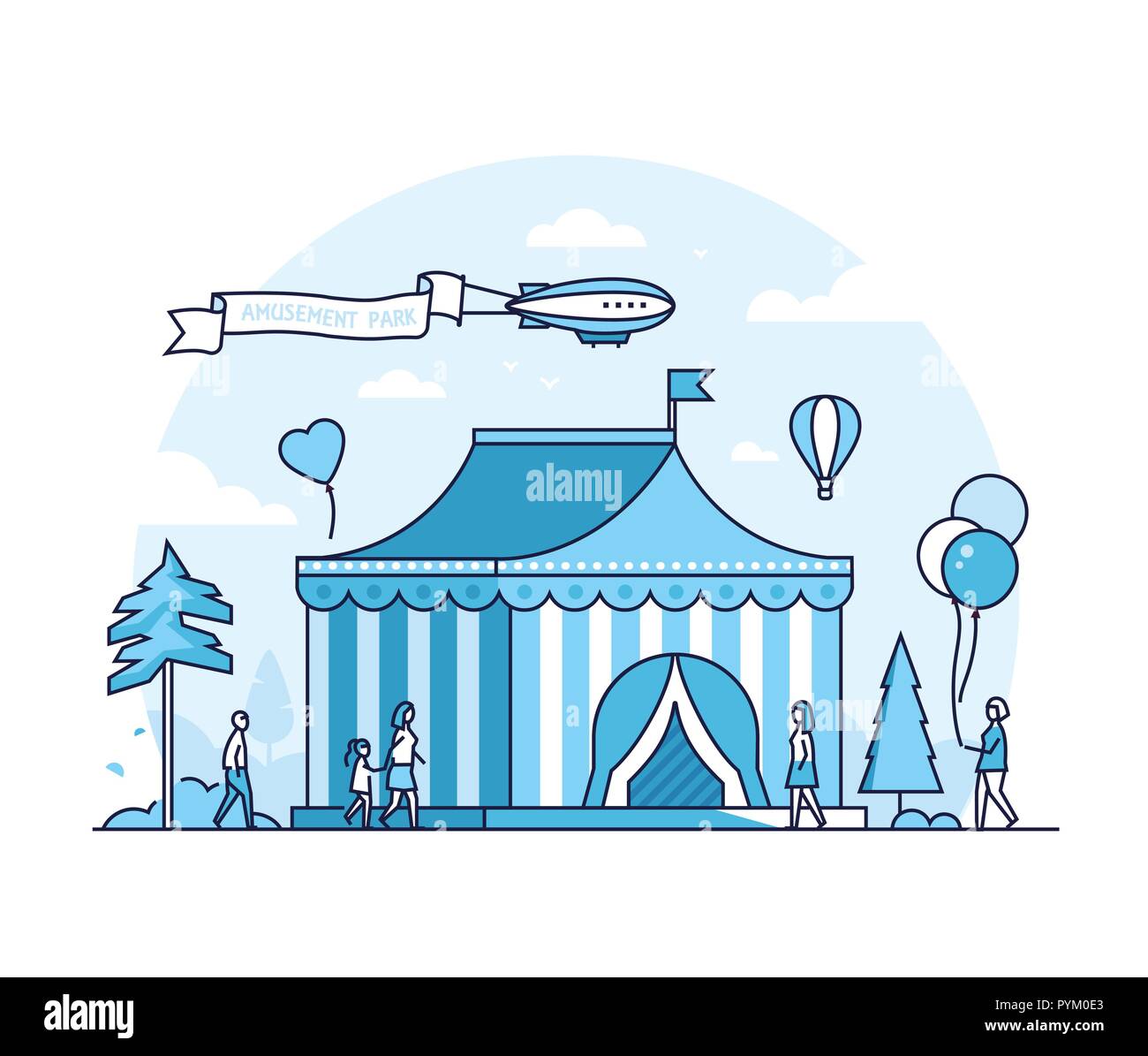 Circus - thin line design style vector illustration Stock Vector Image ...