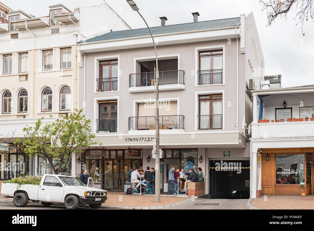 STELLENBOSCH, SOUTH AFRICA, AUGUST 16, 2018: A street scene in Plein ...