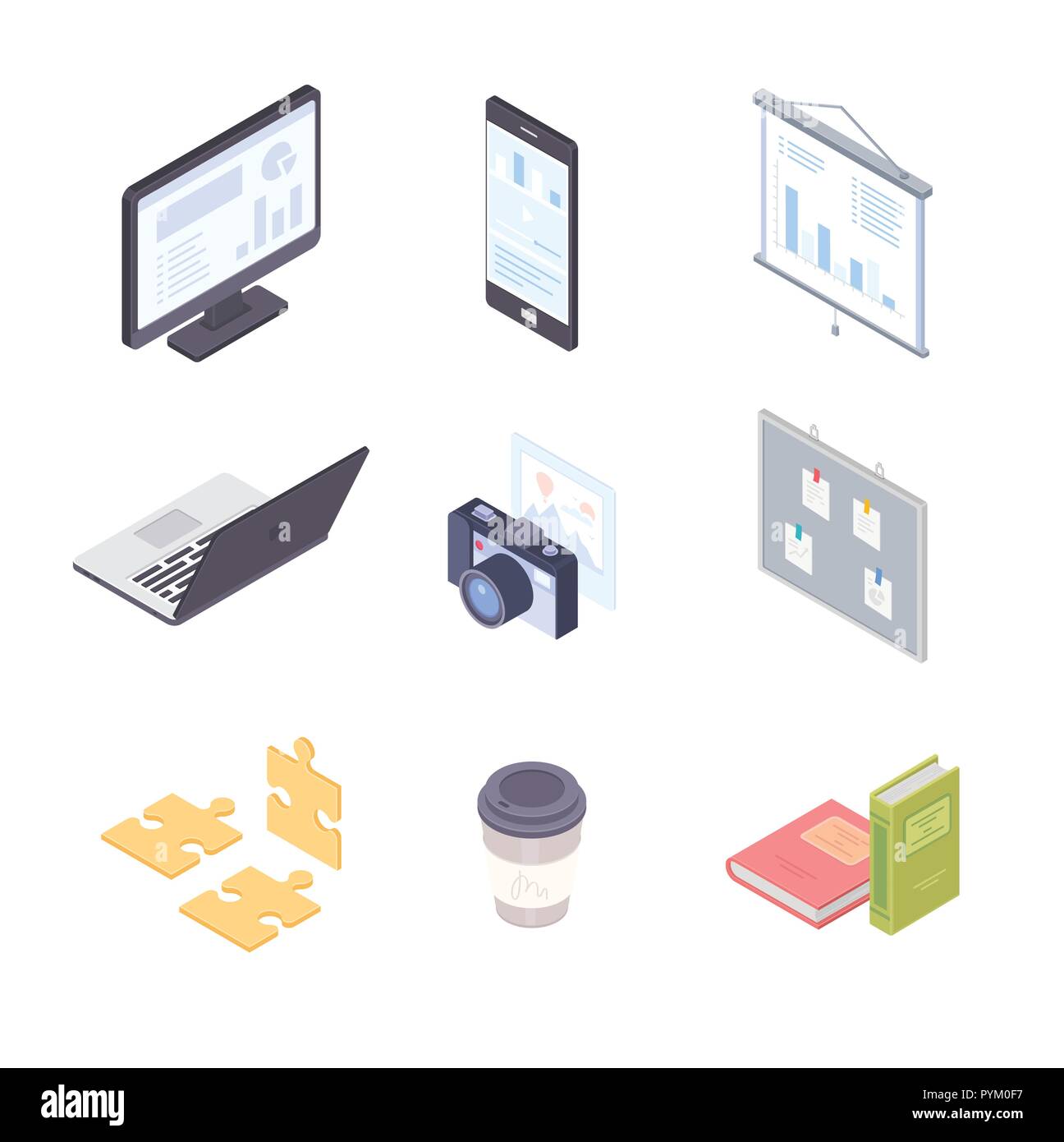 Flat office puzzle elements Stock Vector Images - Alamy