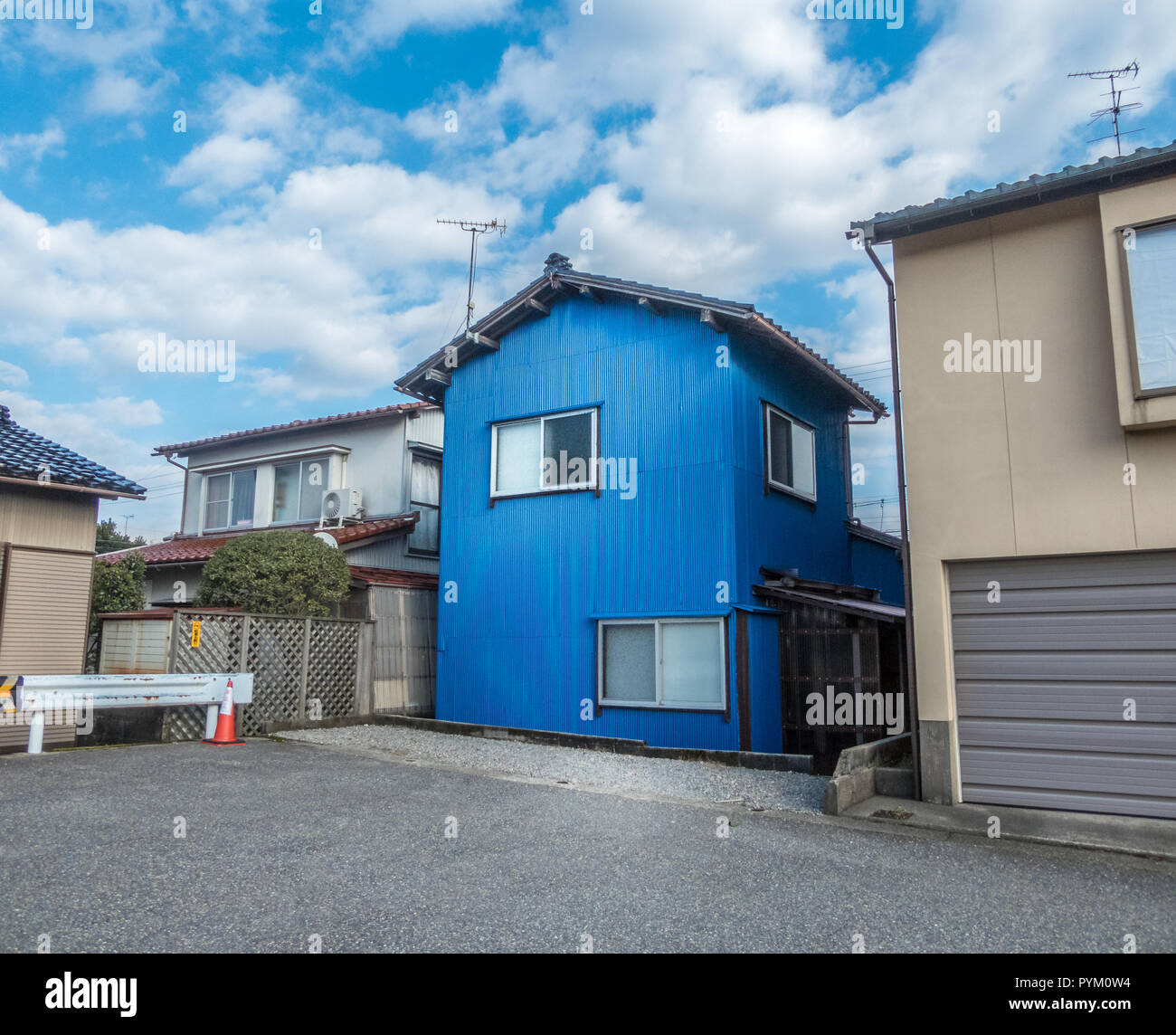 Blue house in residential district, Kanazawa,Japan Stock Photo - Alamy